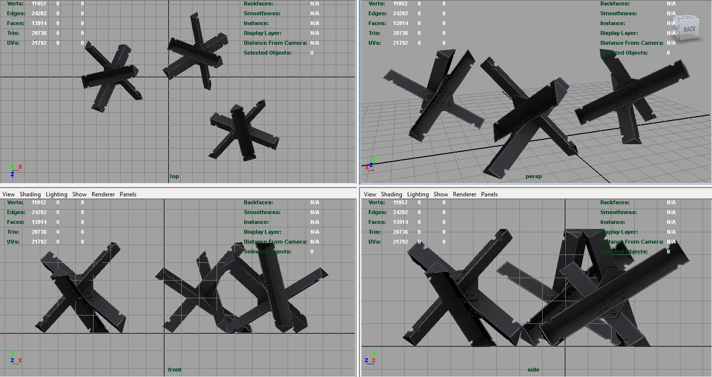 Hedgehog Anti Tank Obstacle - 3D Model by sanchiesp
