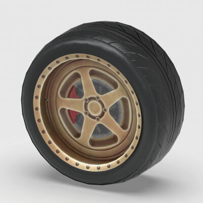 High-Performance Car Wheel Assembly 3D Model (Low Poly + P by sanchiesp