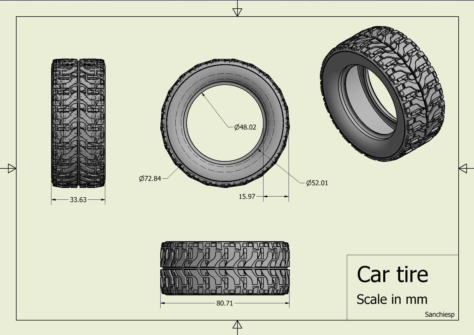 High Performance Off Road Tire - 3D Model by sanchiesp