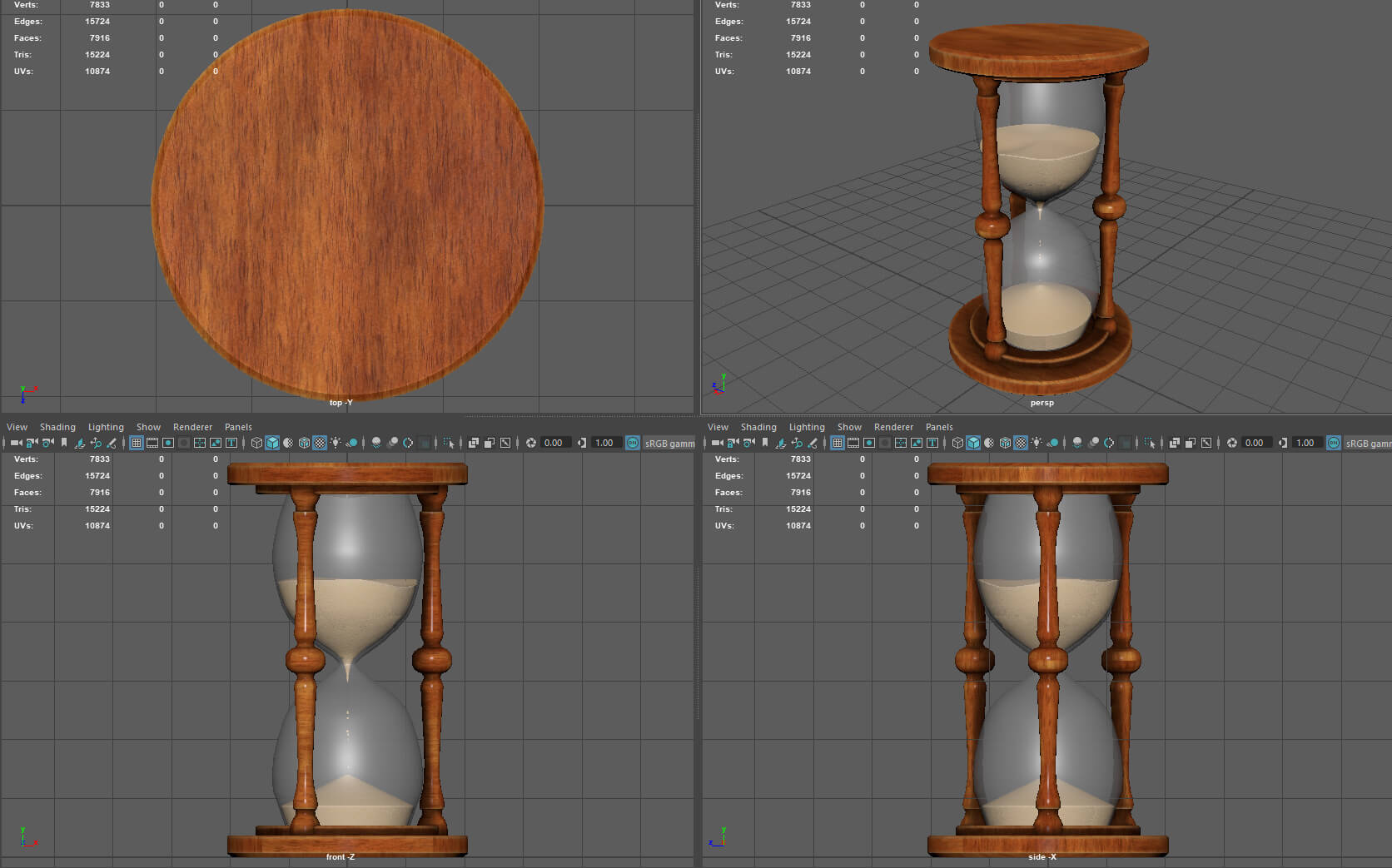 Wooden Hourglass - 3D Model by sanchiesp