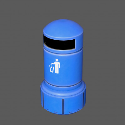 Low Poly Plastic Trash Bin – PBR 4k Textures - 3D Model by sanchiesp