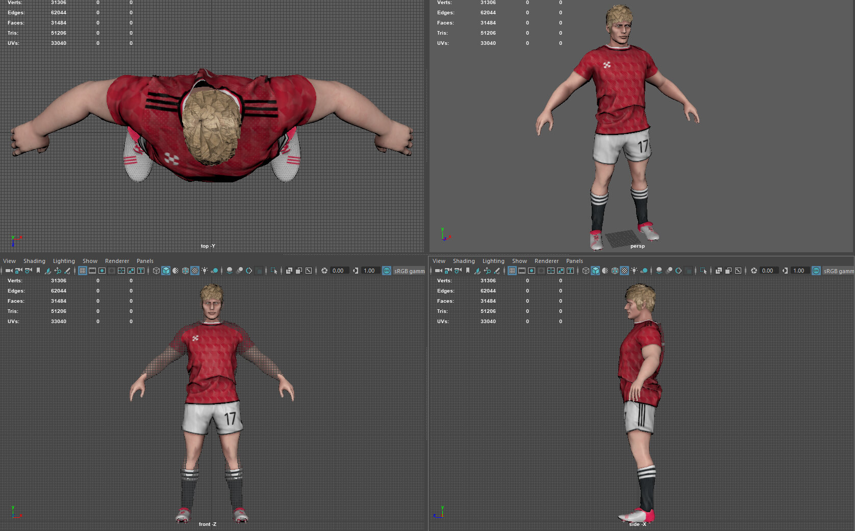 Male Football Player - 3D Model by sanchiesp
