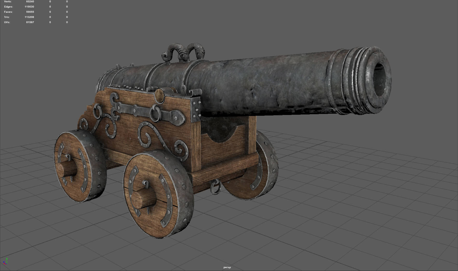 Ancient Medieval Cannon - 3D Model by sanchiesp