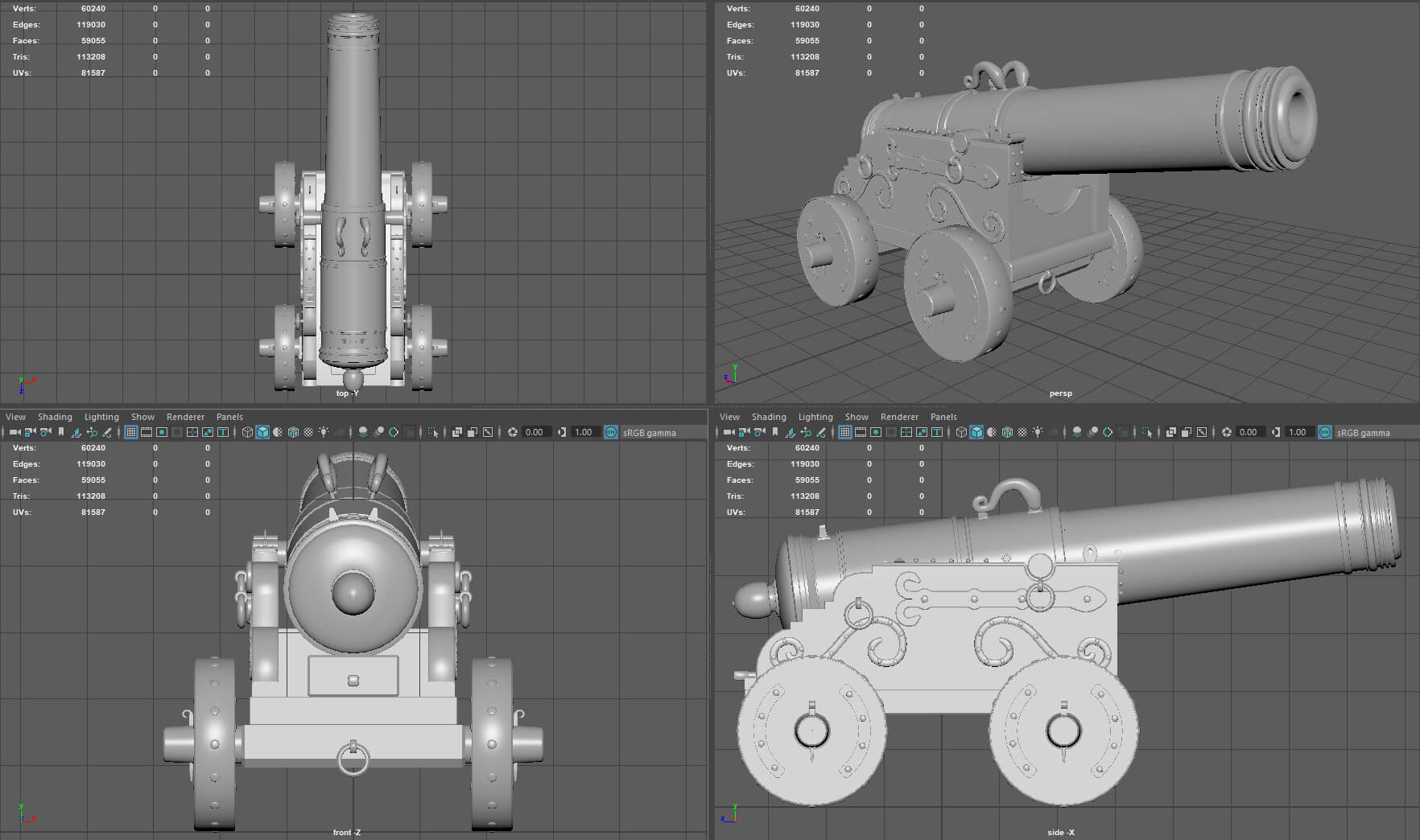 Ancient Medieval Cannon - 3D Model by sanchiesp