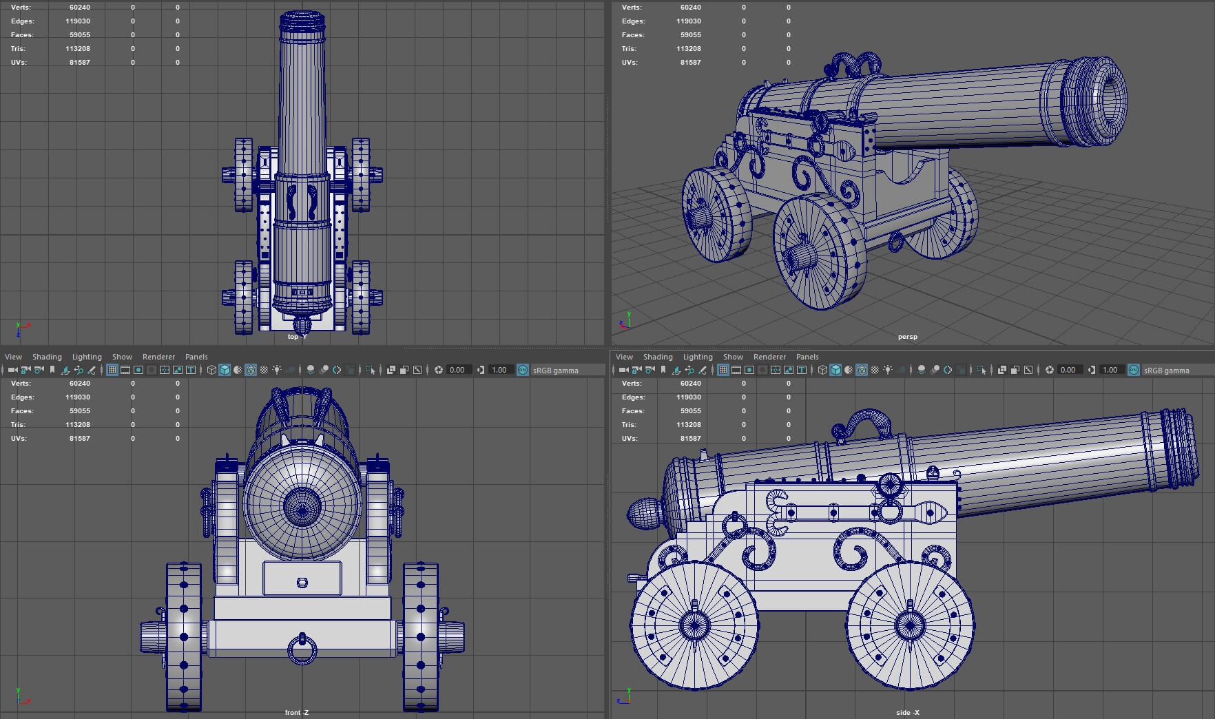Ancient Medieval Cannon - 3D Model by sanchiesp