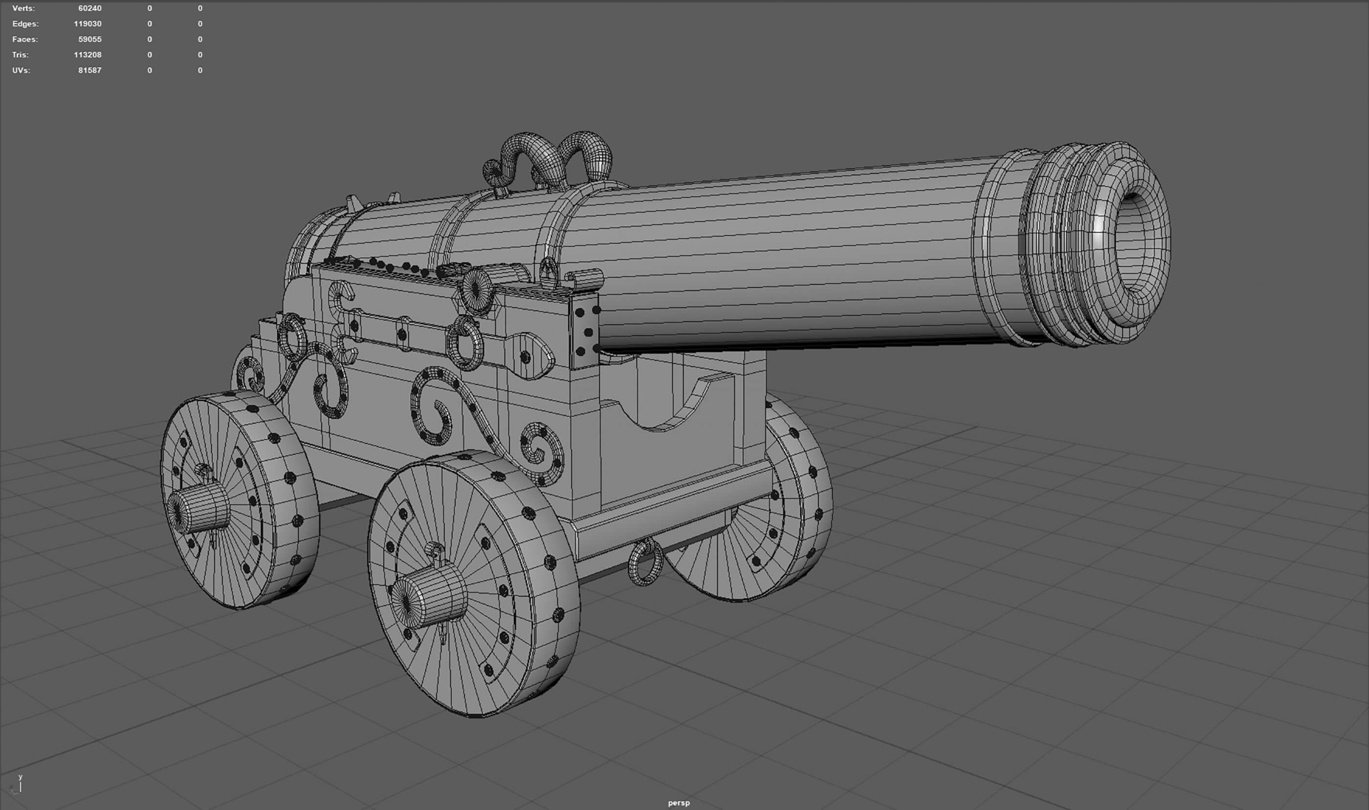 Ancient Medieval Cannon - 3D Model by sanchiesp