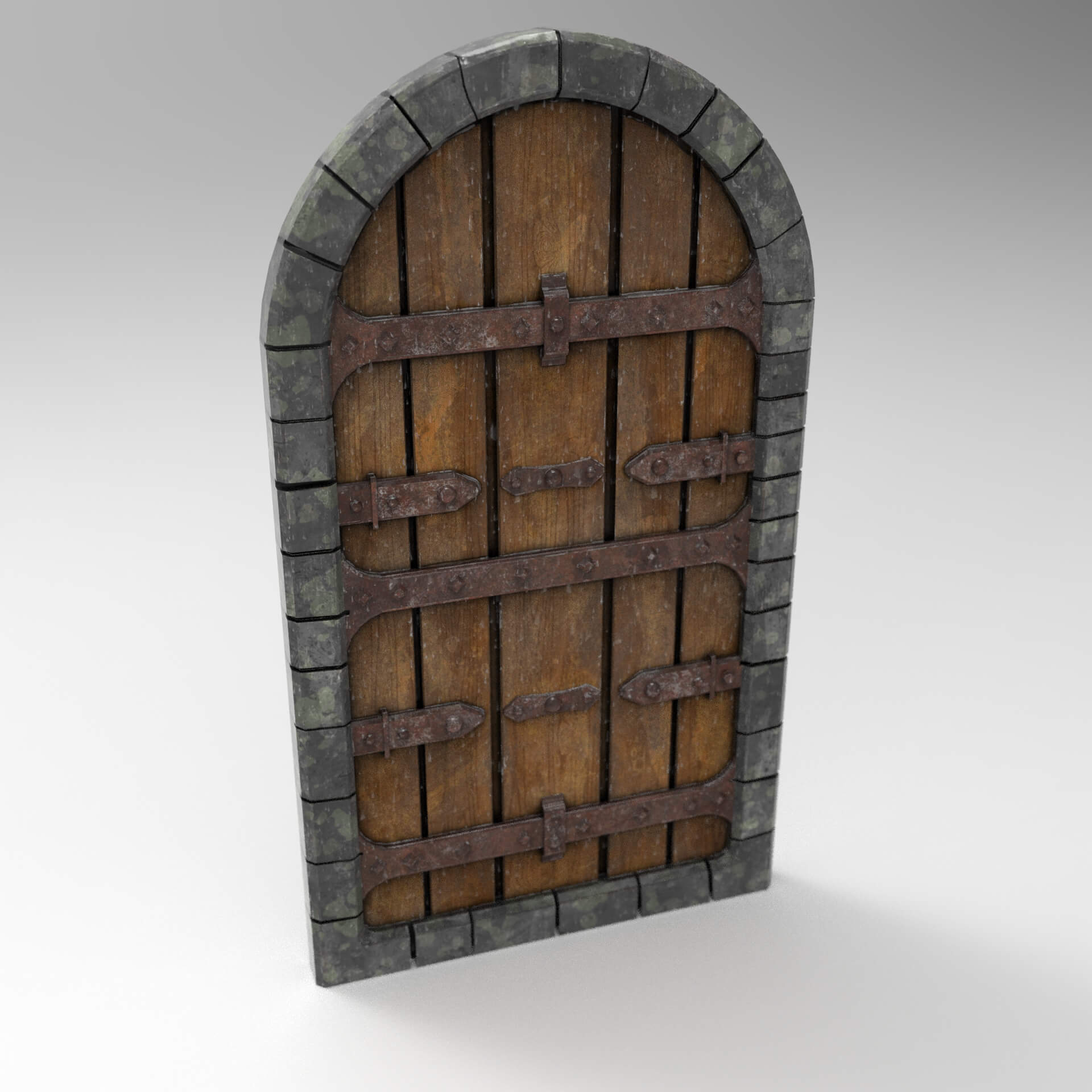 Medieval Wooden Door With Metal Hinges and Lock - 3D Model by sanchiesp