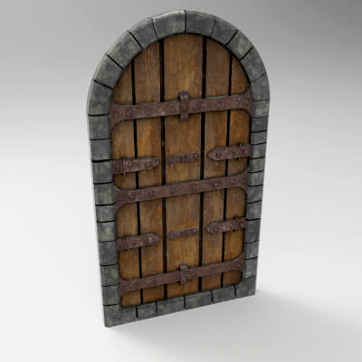 Medieval Wooden Door With Metal Hinges and Lock - 3D Model by sanchiesp