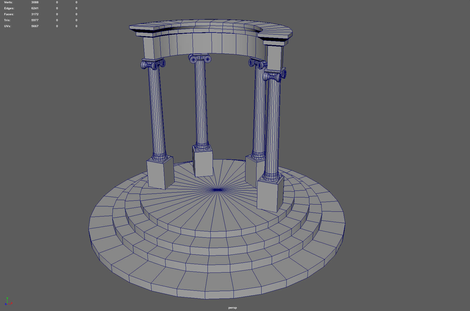 Neoclassical Circular Pavilion Low Poly - 3D Model by sanchiesp