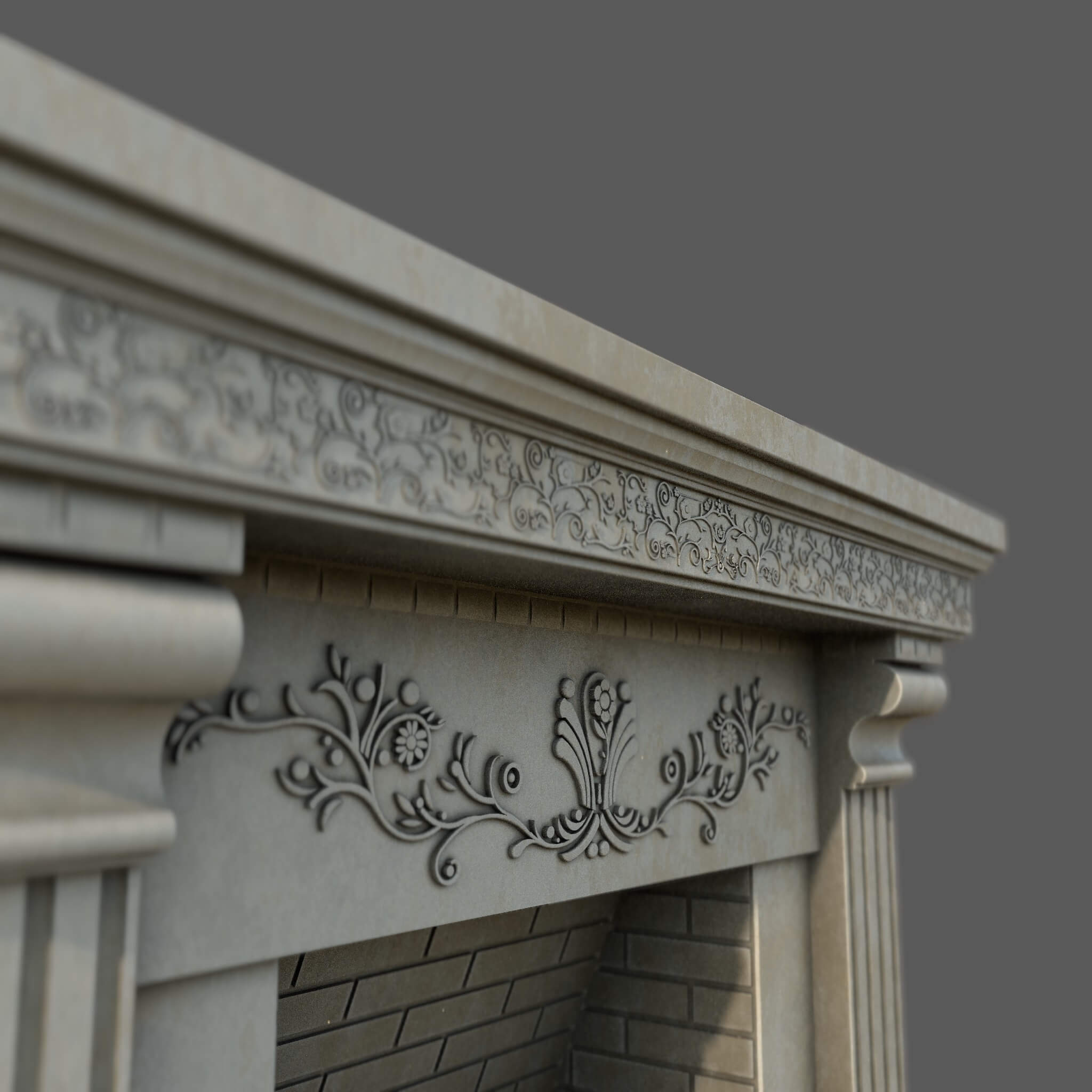 Neoclassical Ornate Fireplace with Fluted Pilasters - 3D Model by sanchiesp
