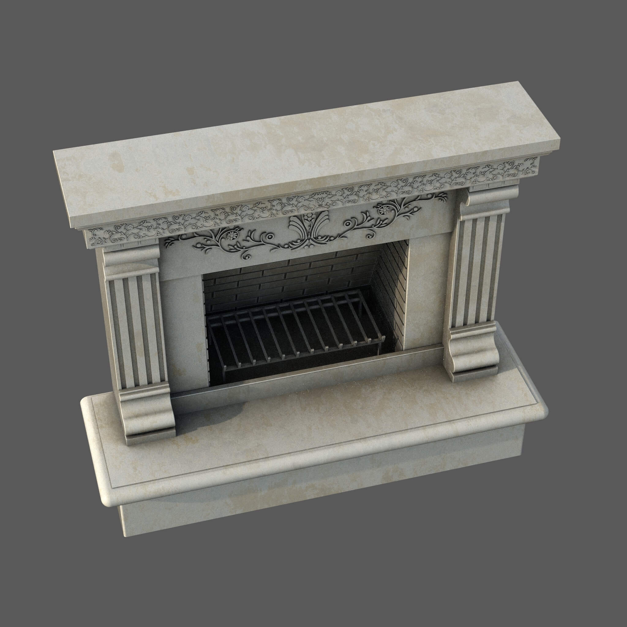 Neoclassical Ornate Fireplace with Fluted Pilasters - 3D Model by sanchiesp