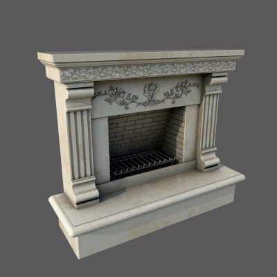 Neoclassical Ornate Fireplace with Fluted Pilasters - 3D Model by sanchiesp