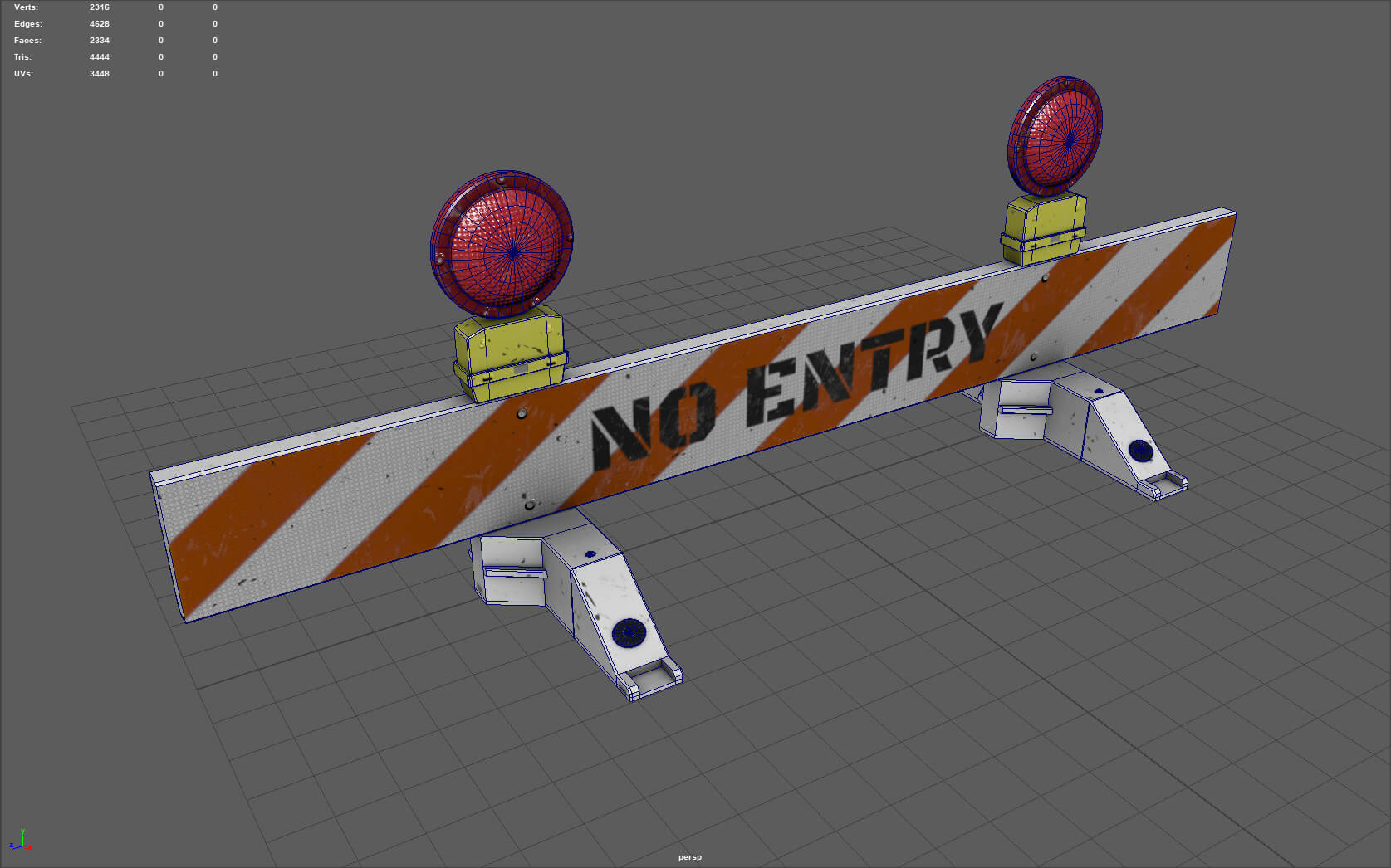 No-Entry Safety Barricade 3D Model by sanchiesp