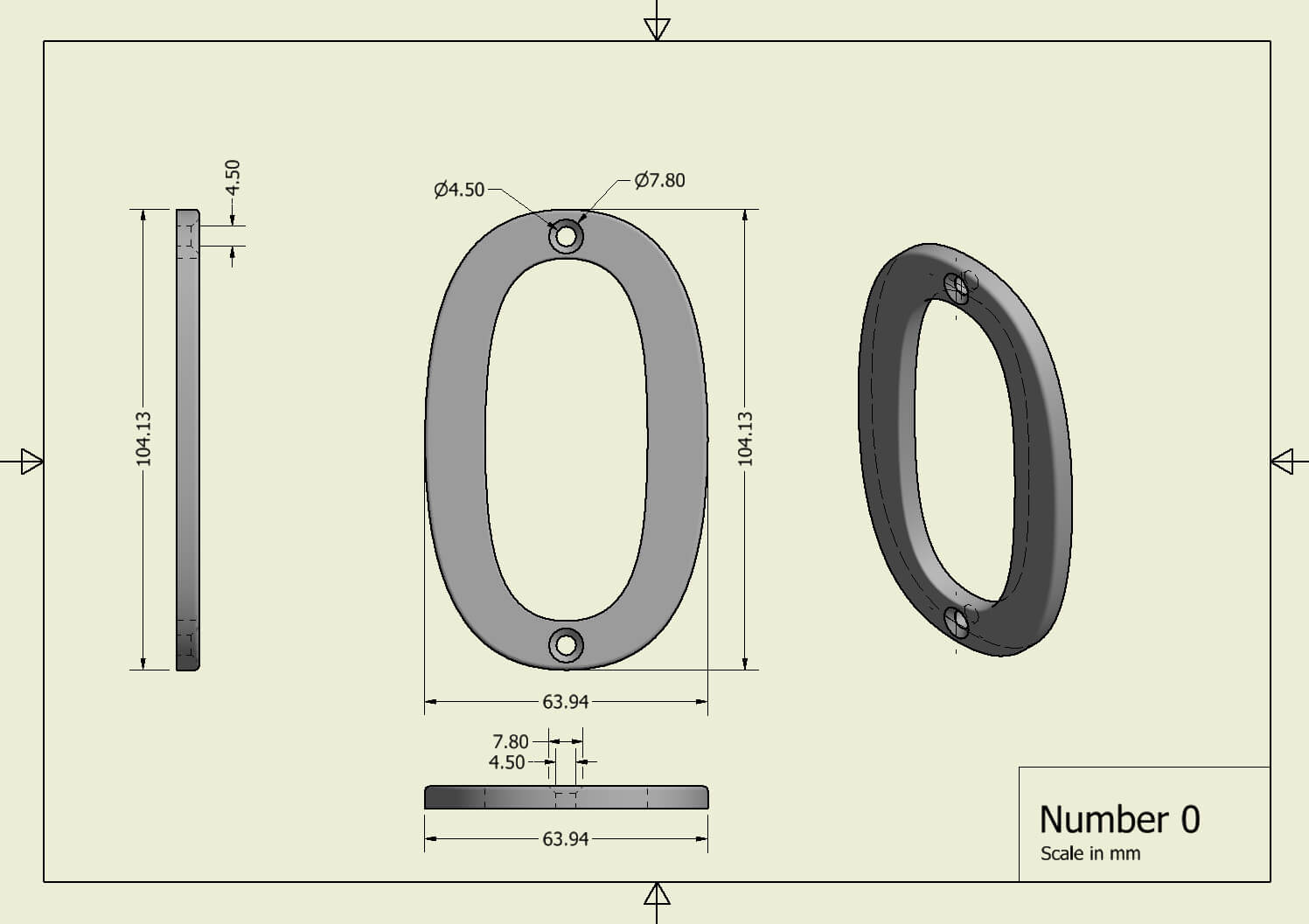 Number 0 Symbol - 3D Model by sanchiesp