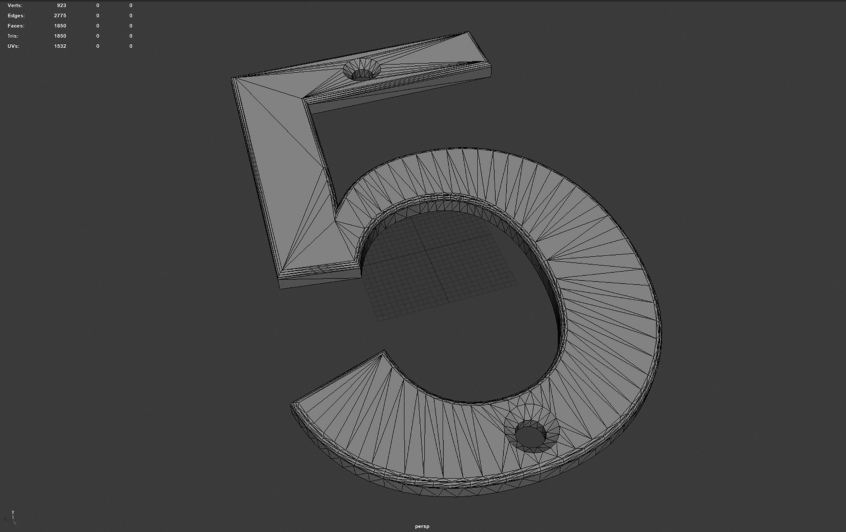 Number Five Symbol - 3D Model by sanchiesp