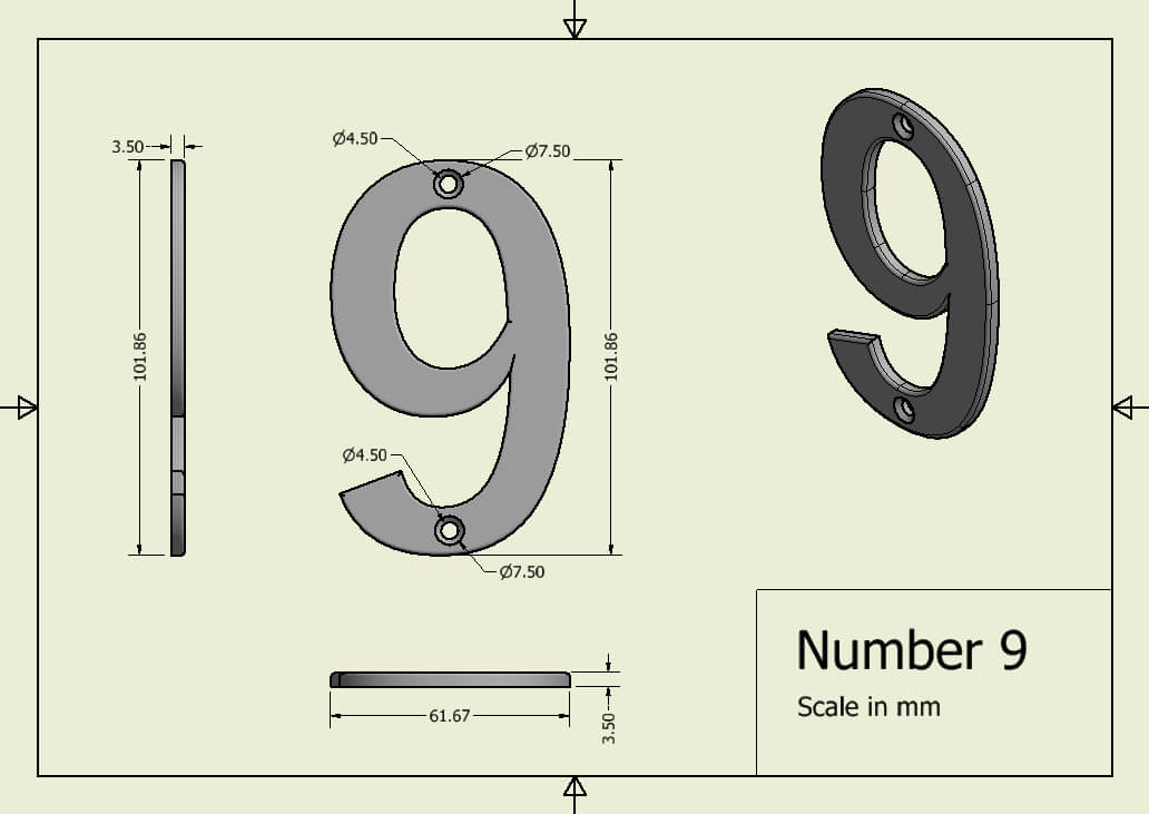 Number 9 Symbol - 3D Model by sanchiesp