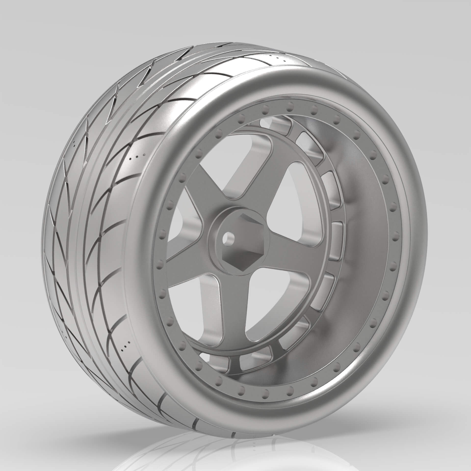 One-Piece 3D Printable Racing Wheel with Integrated Tire 5 by sanchiesp