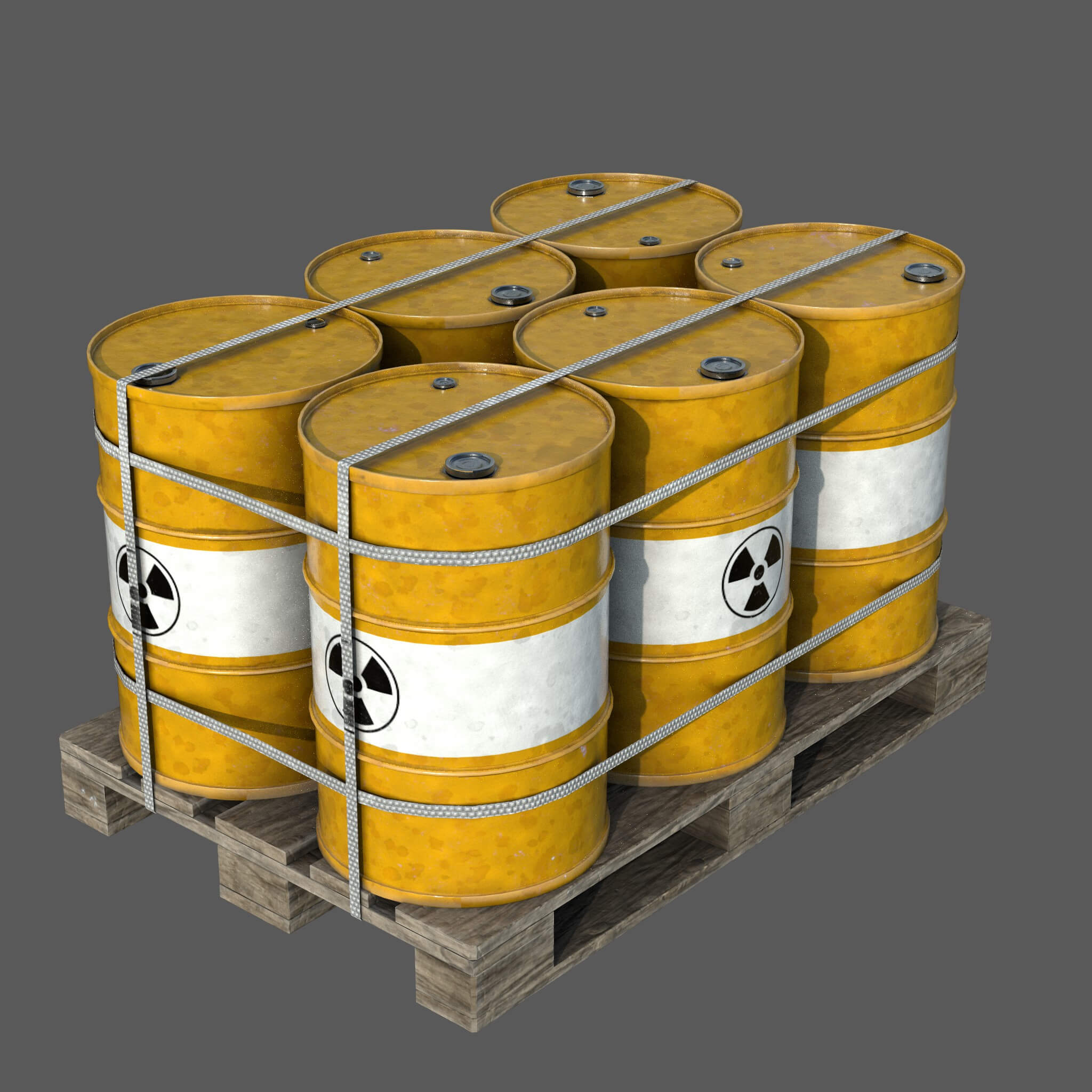 Radiactive Barrels on a Pallet - 3D Model by sanchiesp