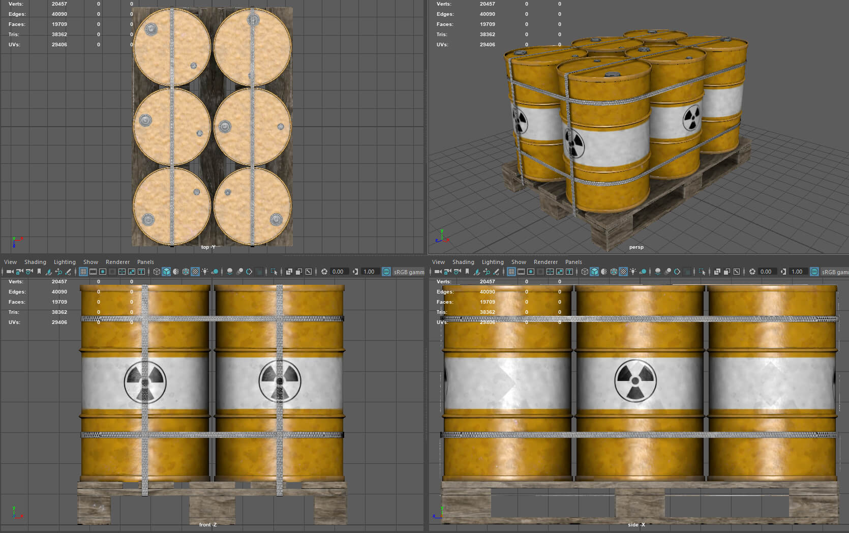 Radiactive Barrels on a Pallet - 3D Model by sanchiesp