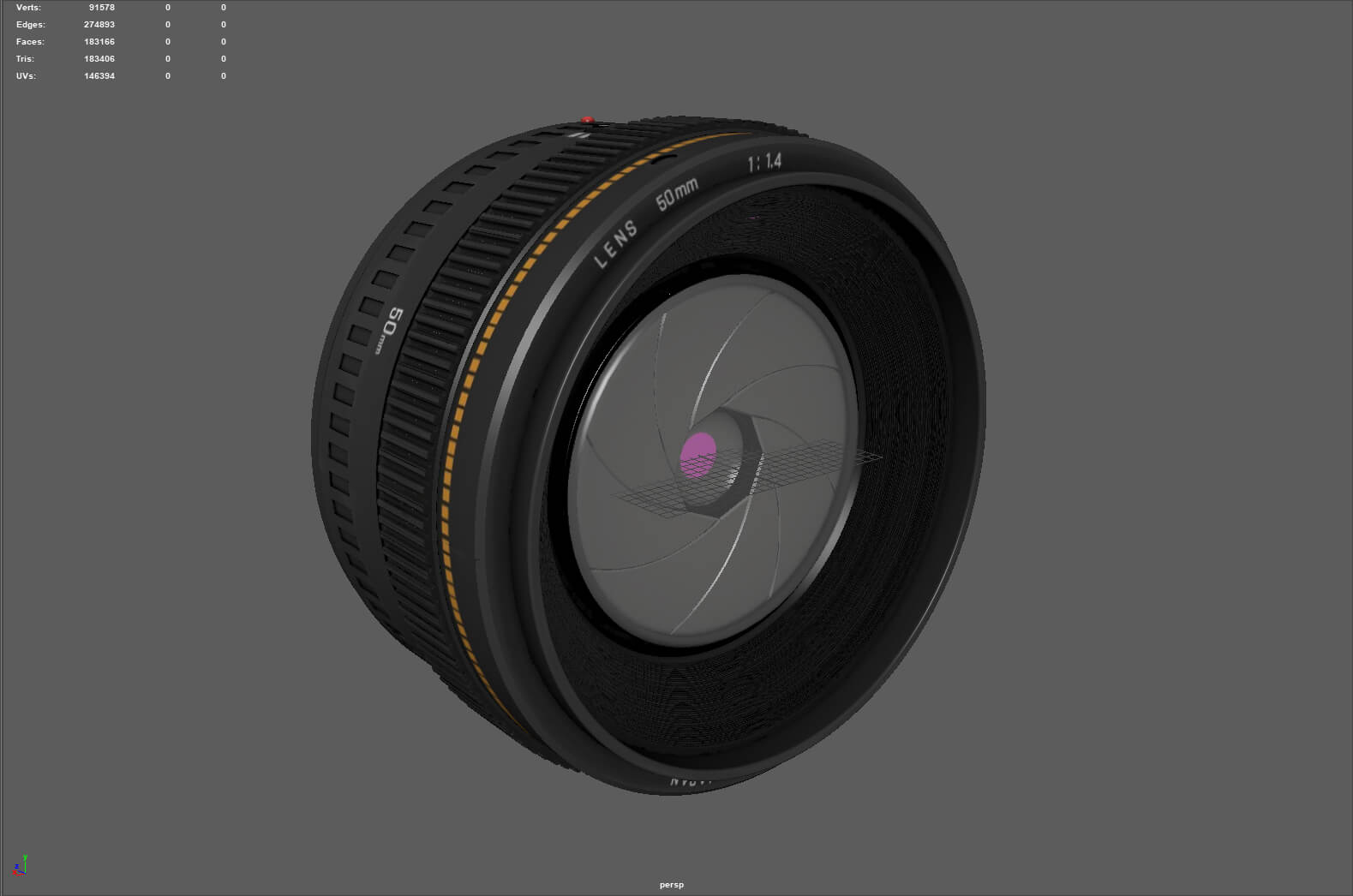 Realistic 50mm Camera Lens - 3D Model by sanchiesp