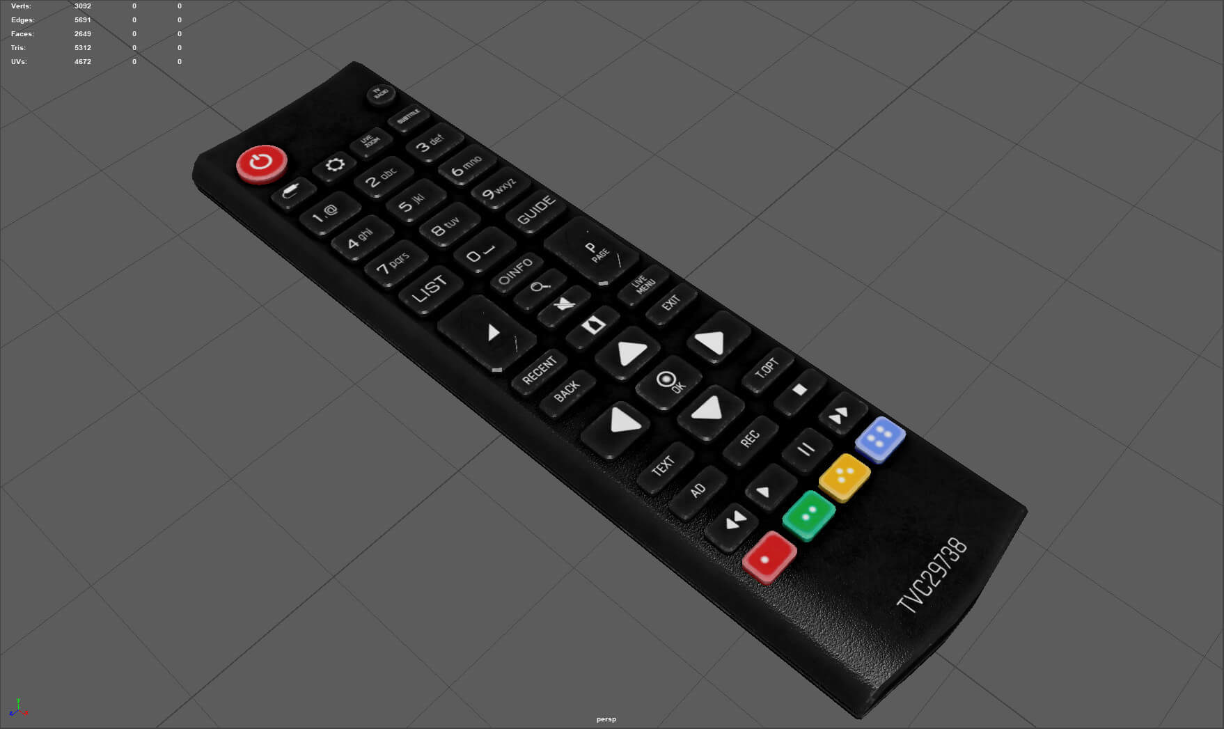 Remote Control for TV - 3D Model by sanchiesp