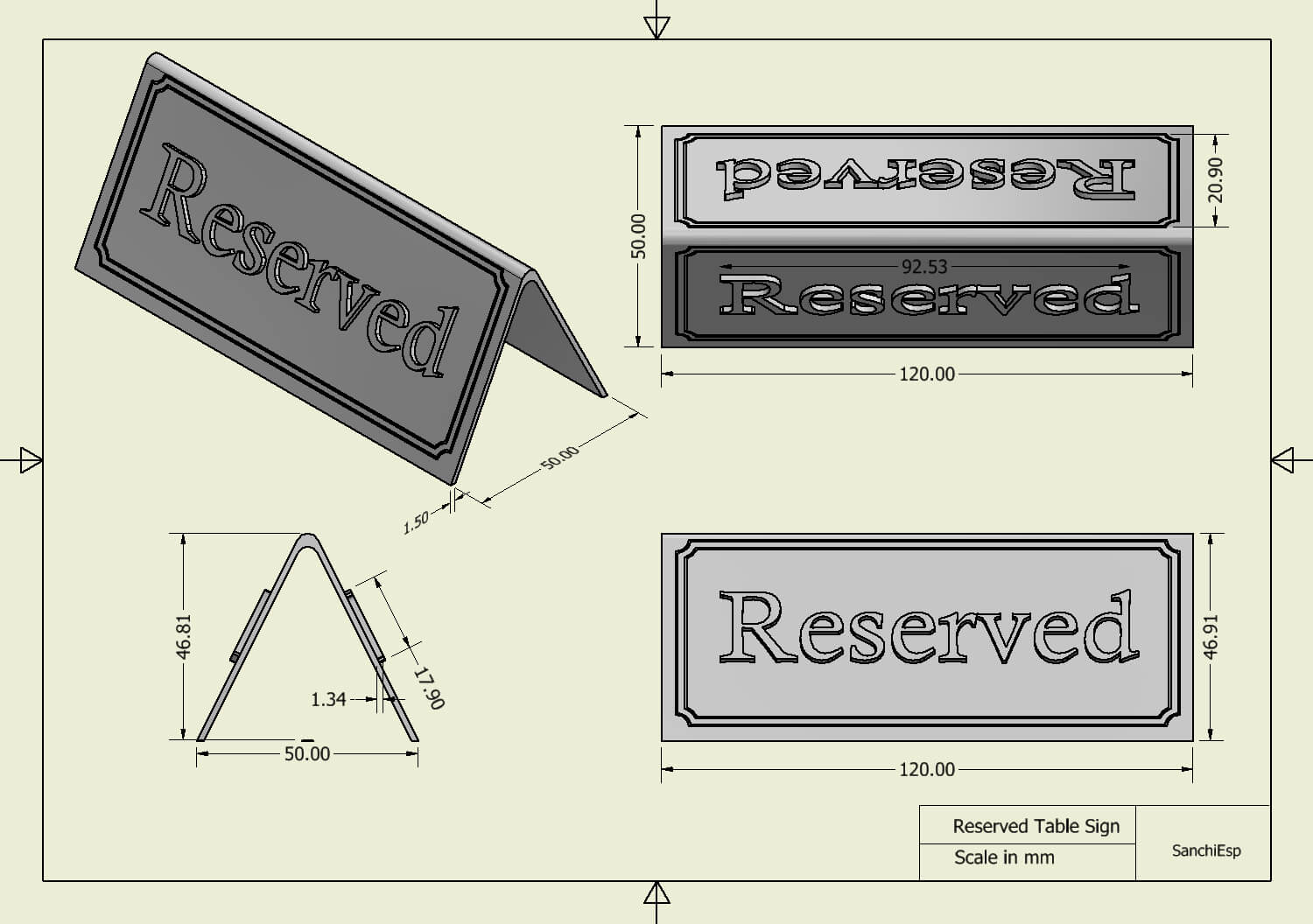 Reserved Table Sign - 3D Model by sanchiesp