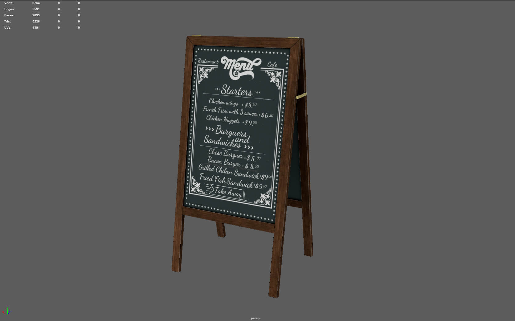 Restaurant Blackboard - 3D Model by sanchiesp