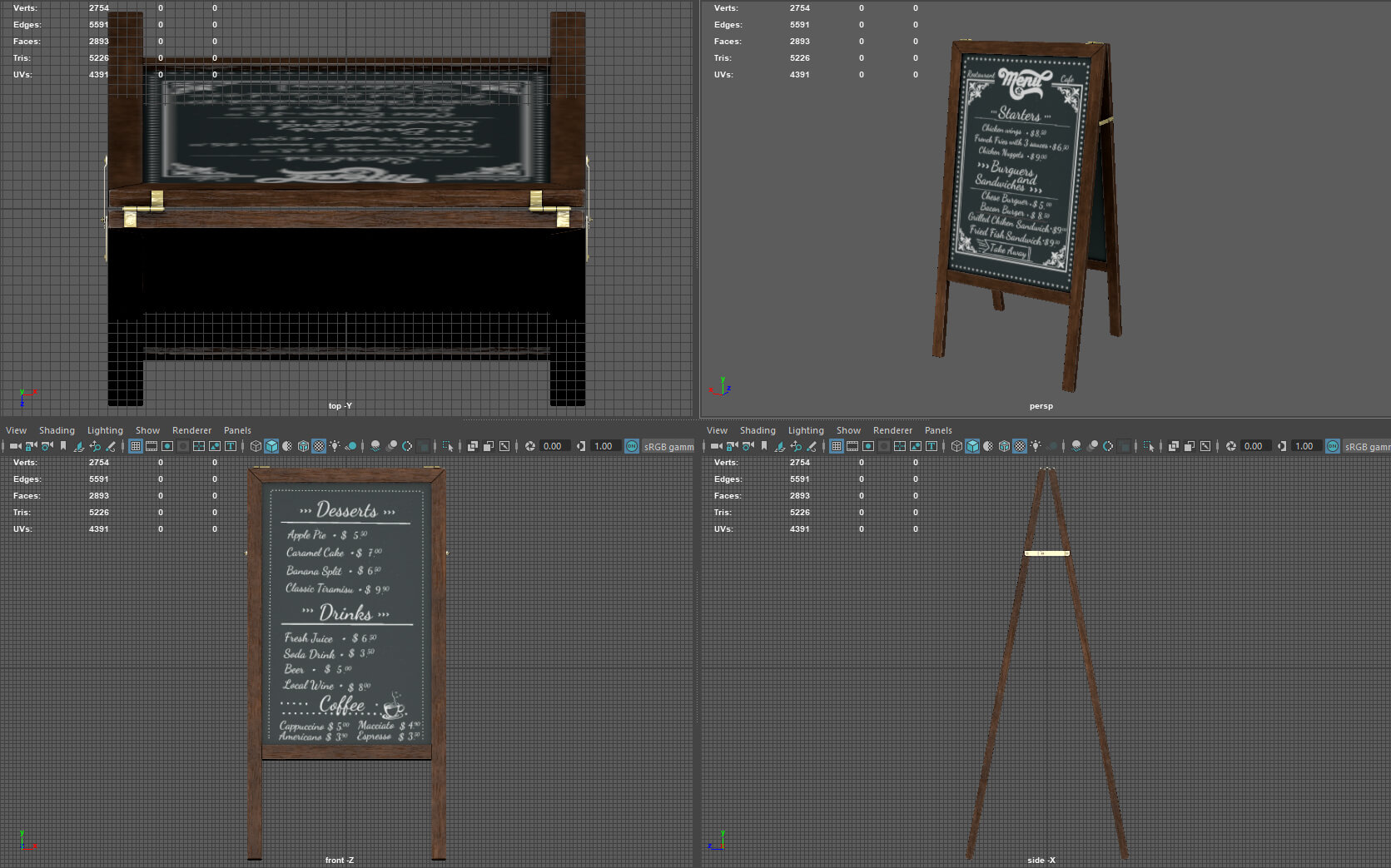 Restaurant Blackboard - 3D Model by sanchiesp