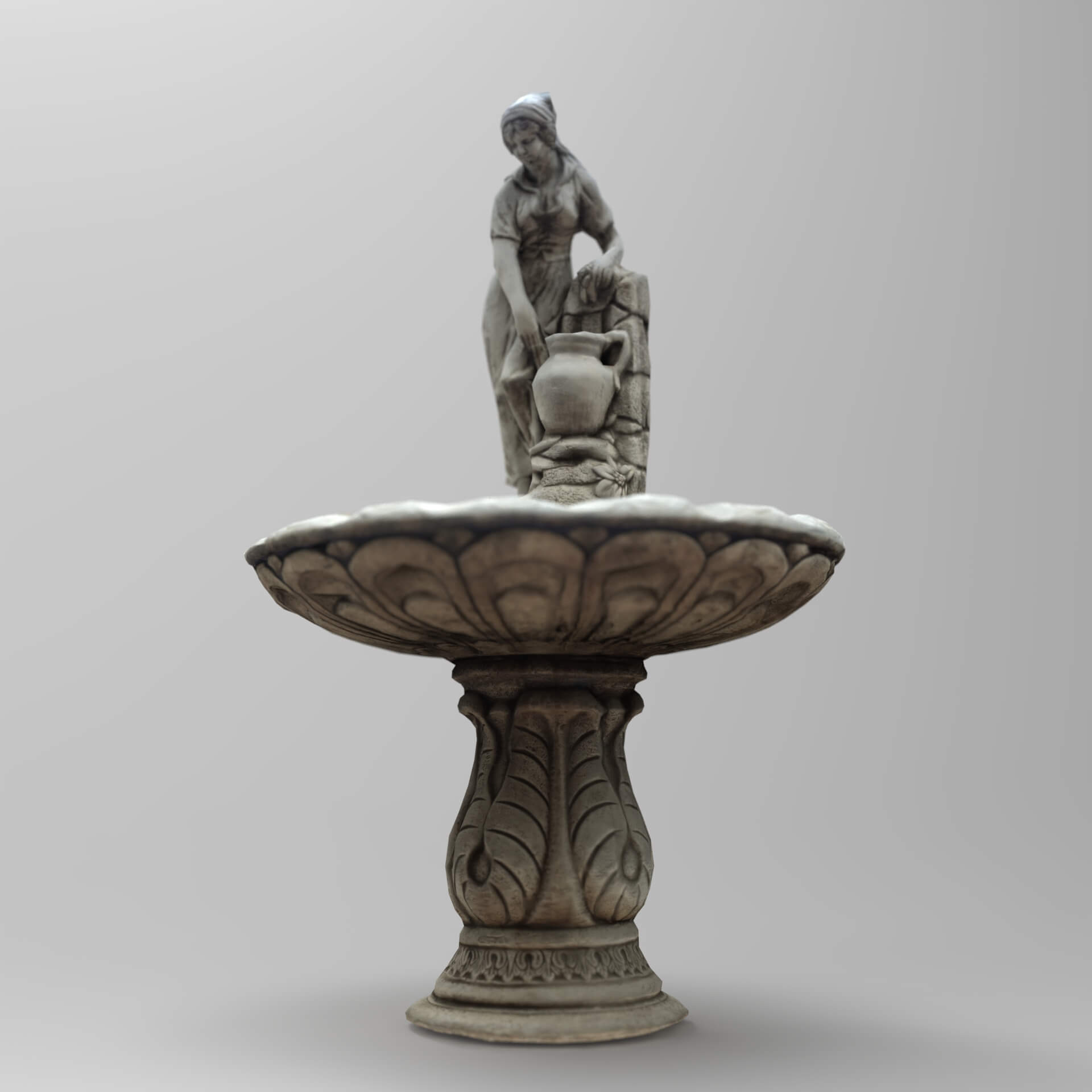 Rustic Lady Water Fountain Sculpture - 3D Model by sanchiesp