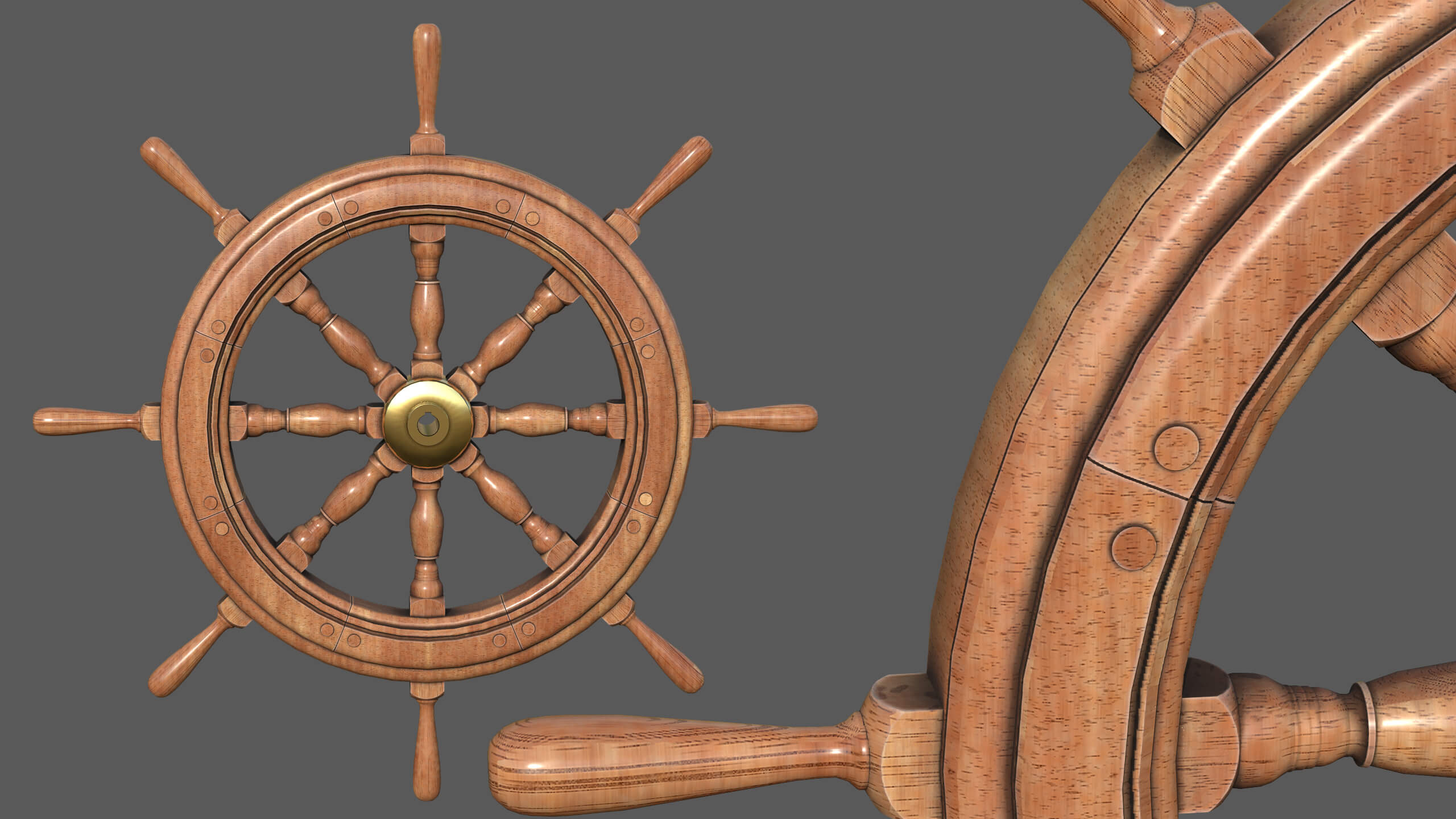 Wooden Ship Wheel - 3D Model by sanchiesp