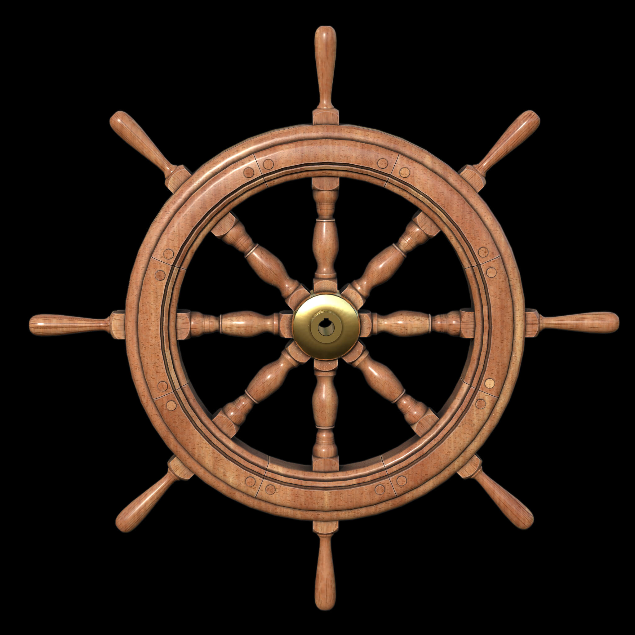Wooden Ship Wheel - 3D Model by sanchiesp