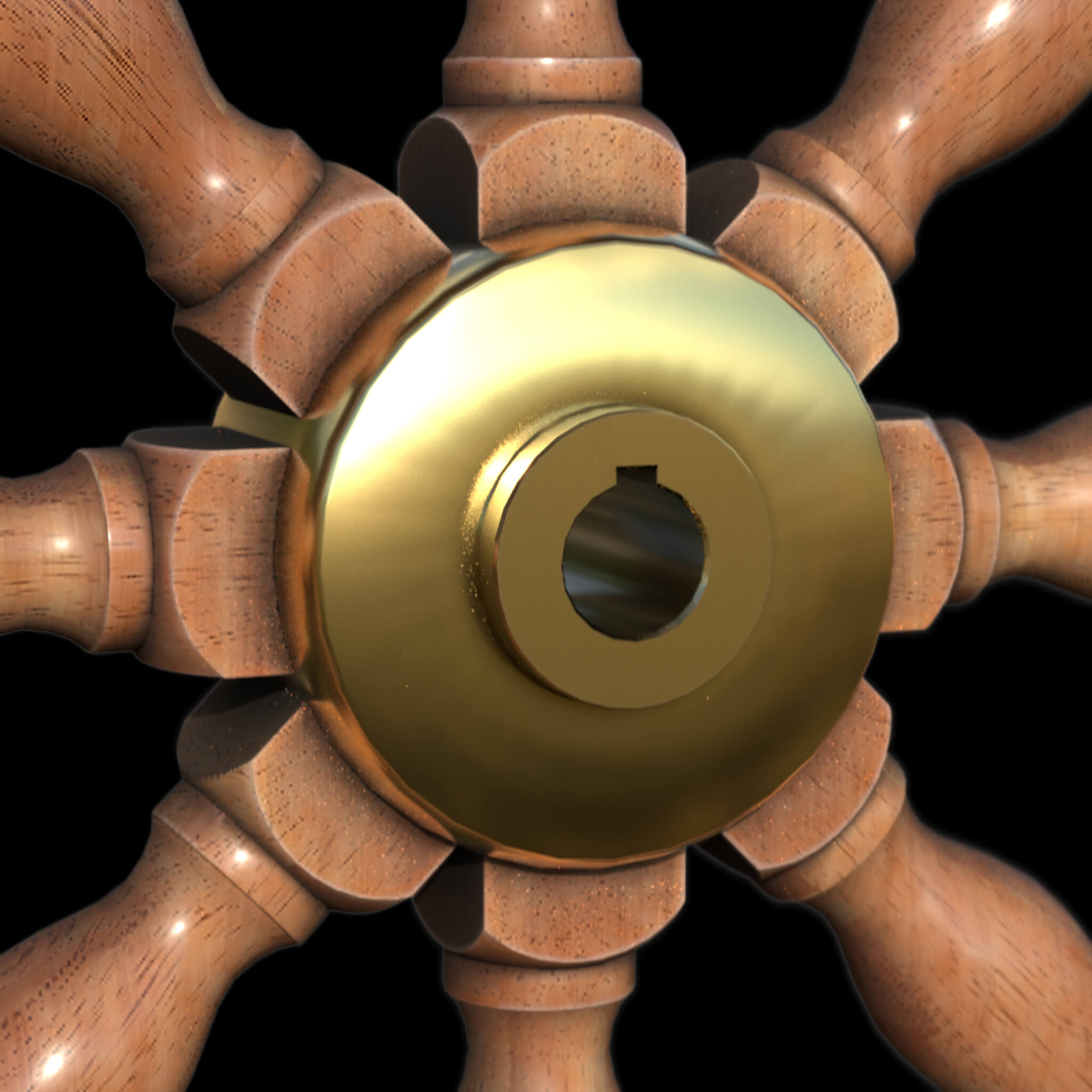 Wooden Ship Wheel - 3D Model by sanchiesp