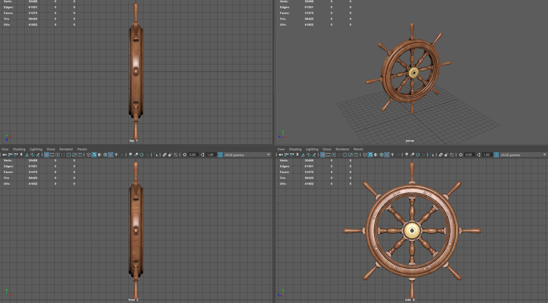 Wooden Ship Wheel - 3D Model by sanchiesp