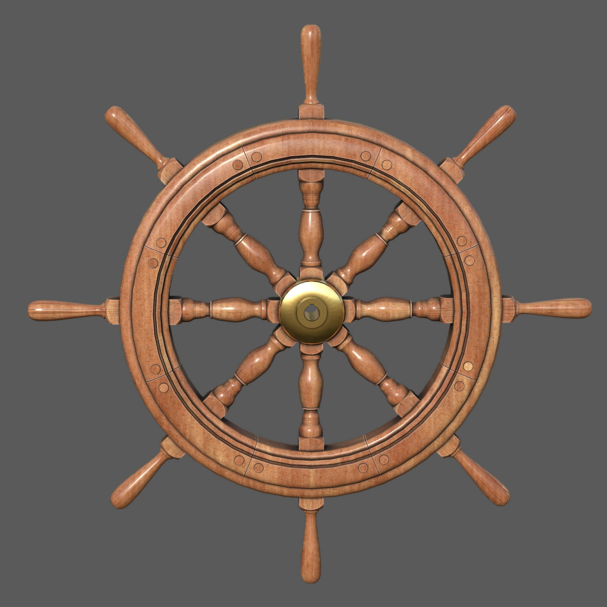 Wooden Ship Wheel - 3D Model by sanchiesp