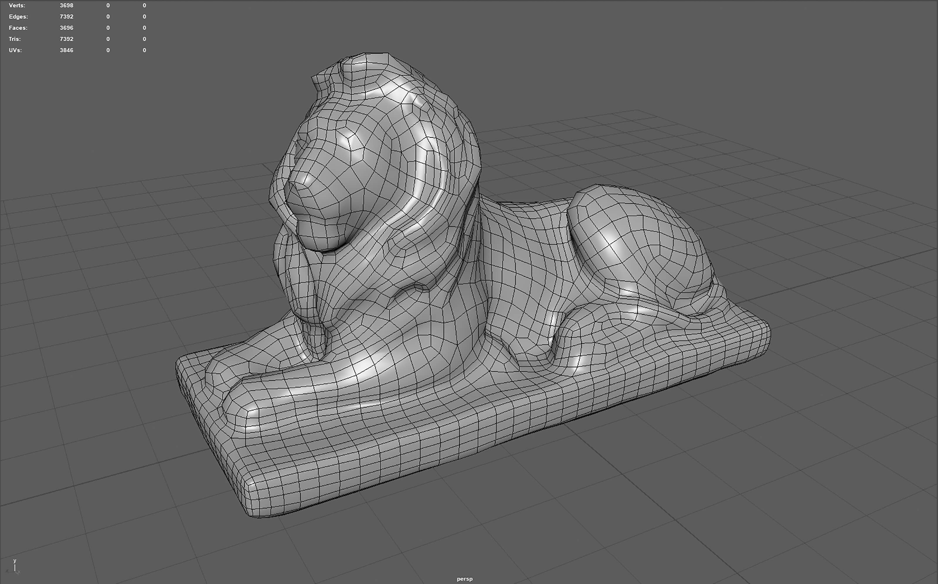 Sitting Lion Statue - 3D Model by sanchiesp