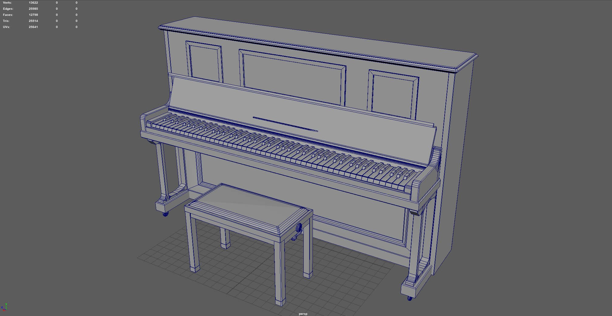 Upright Piano - 3D Model by sanchiesp