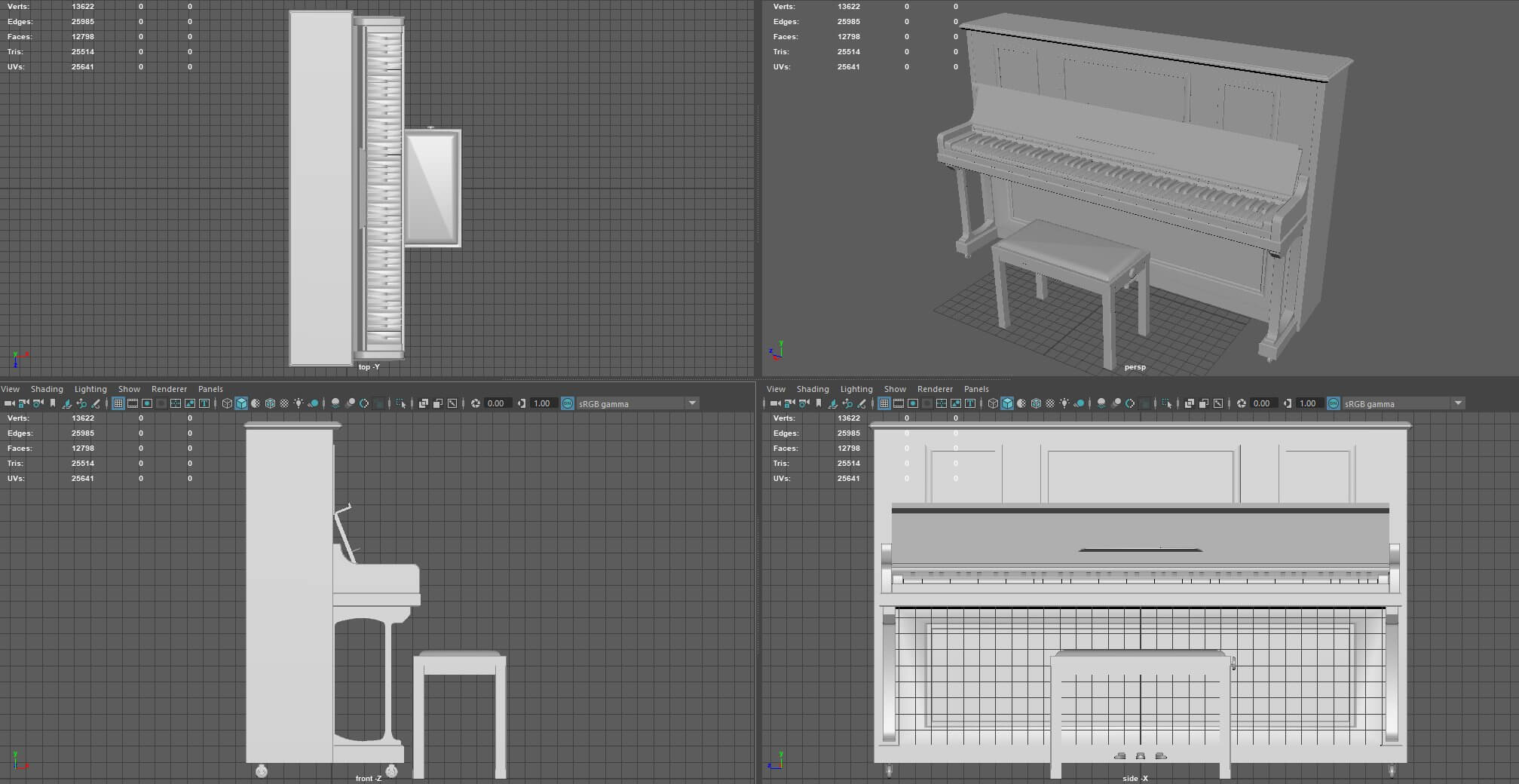 Upright Piano - 3D Model by sanchiesp