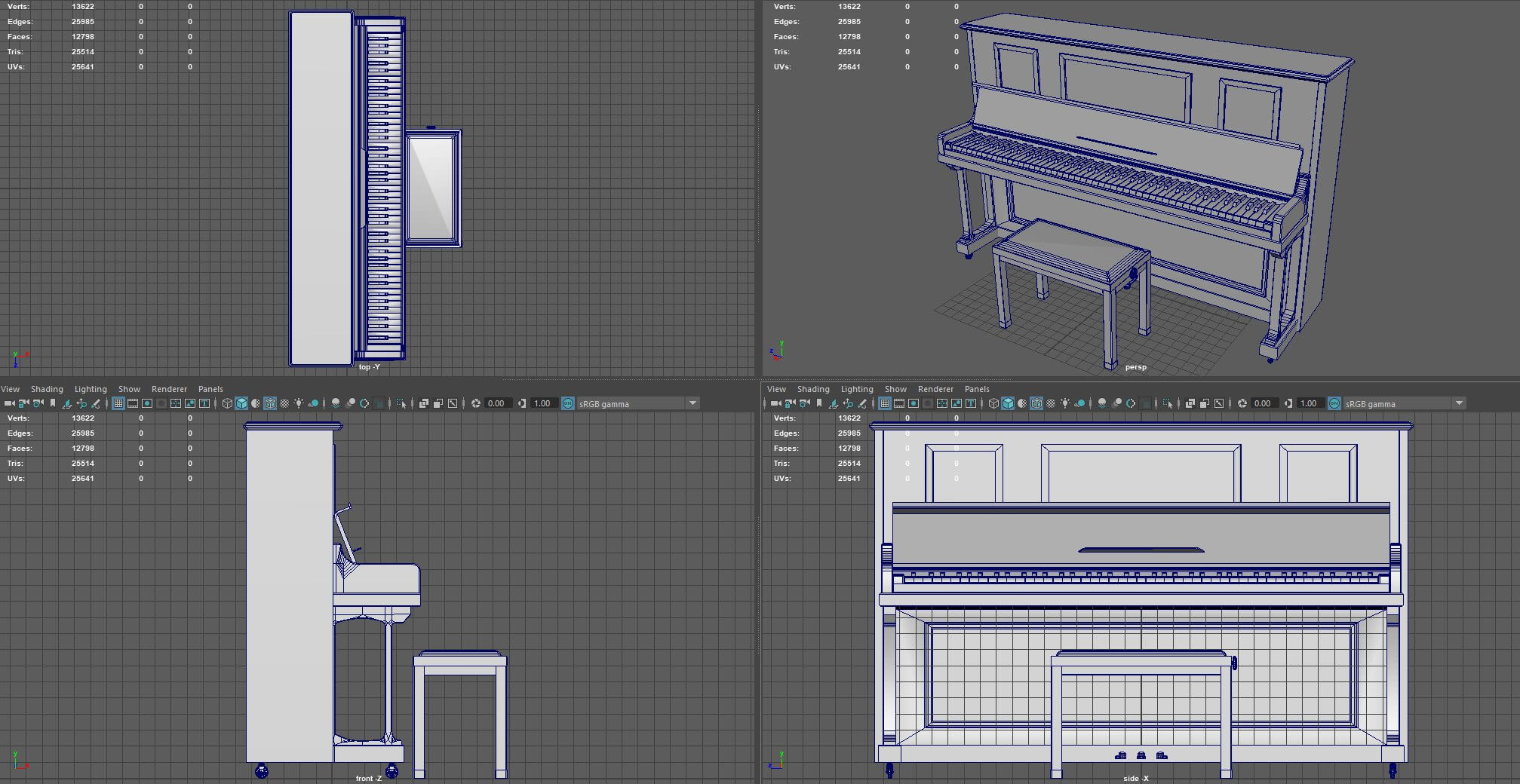Upright Piano - 3D Model by sanchiesp