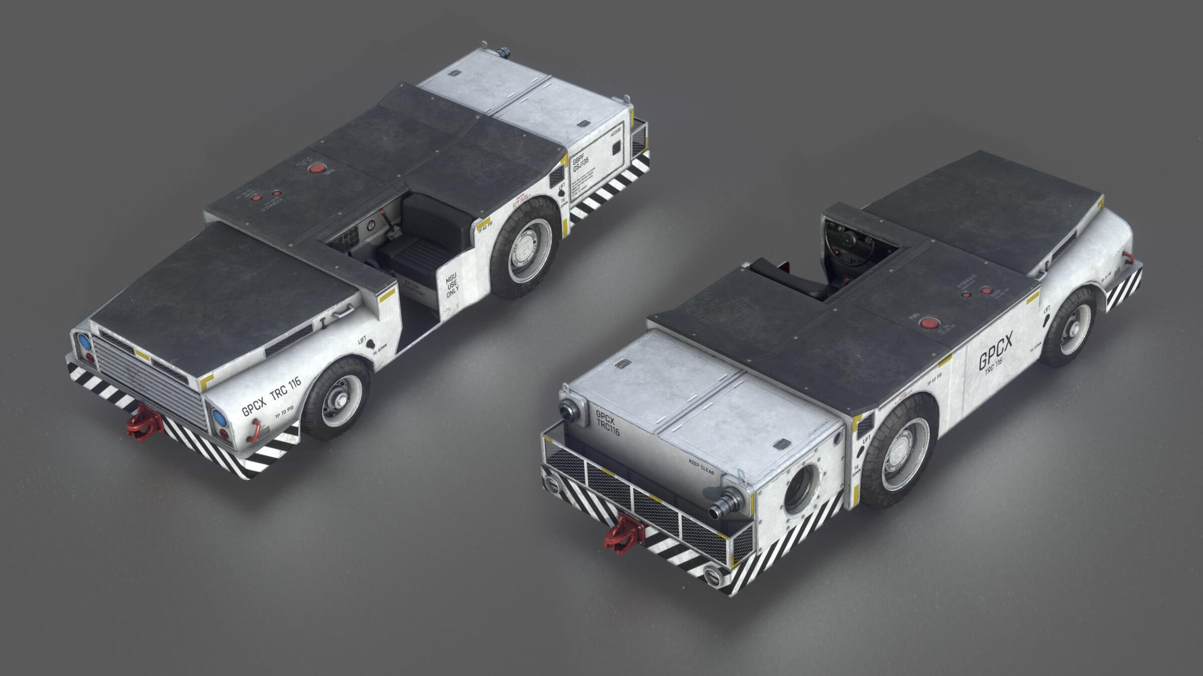 US Army Flight Deck Carrier Tractor White - 3D Model by sanchiesp