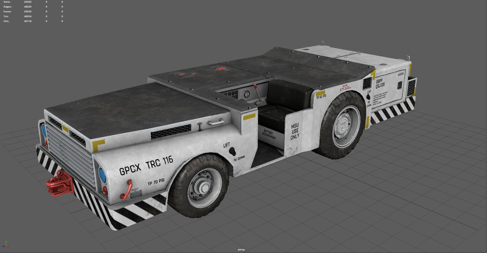 US Army Flight Deck Carrier Tractor White - 3D Model by sanchiesp