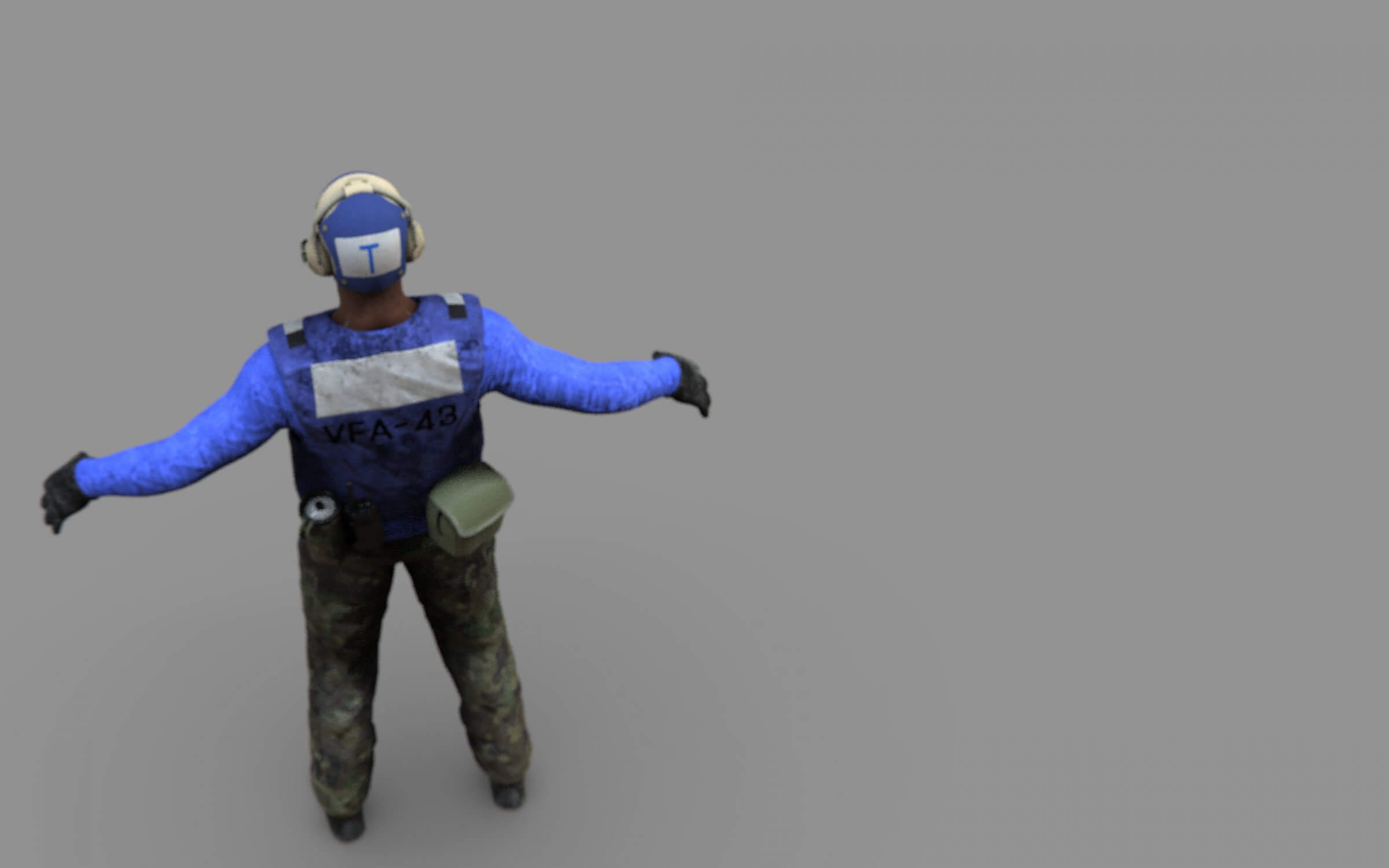 US NAVY Flight Deck Crew [Blue] - 3D Model by sanchiesp