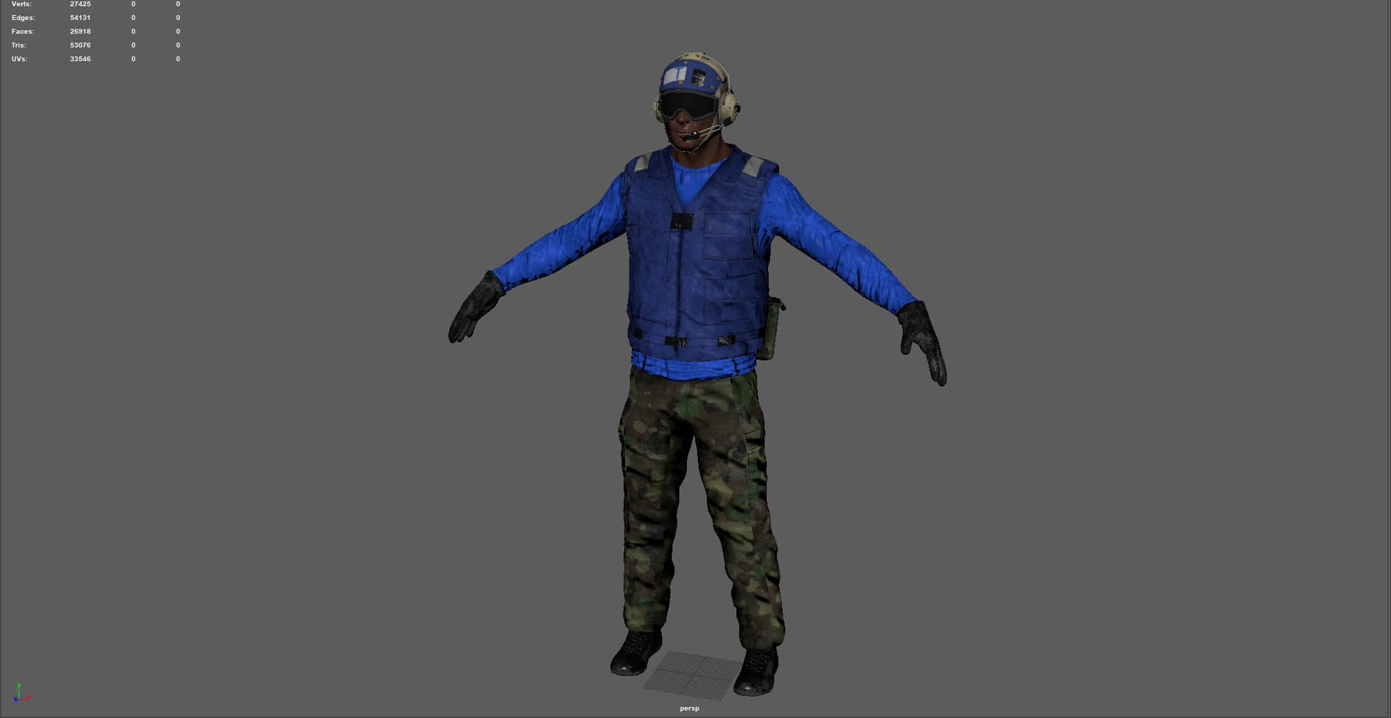 US NAVY Flight Deck Crew [Blue] - 3D Model by sanchiesp