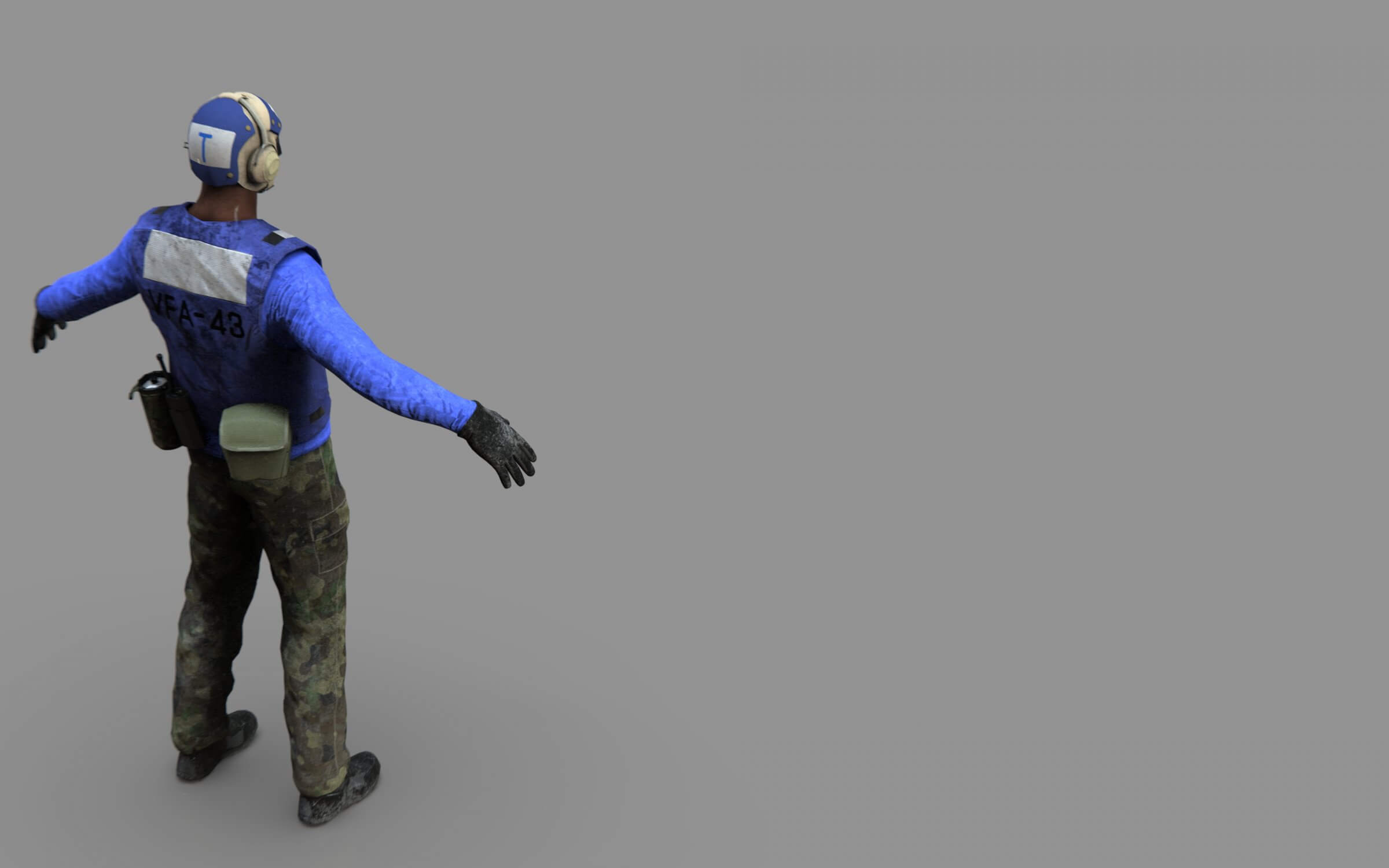 US NAVY Flight Deck Crew [Blue] - 3D Model by sanchiesp