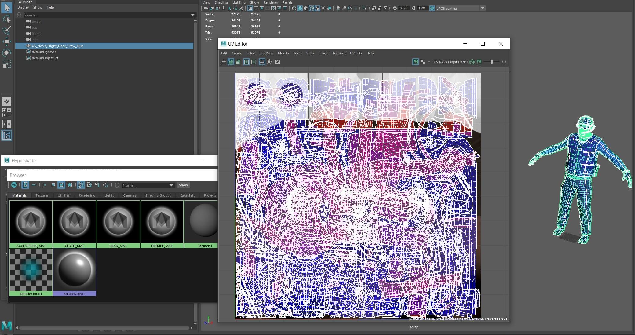 US NAVY Flight Deck Crew [Blue] - 3D Model by sanchiesp