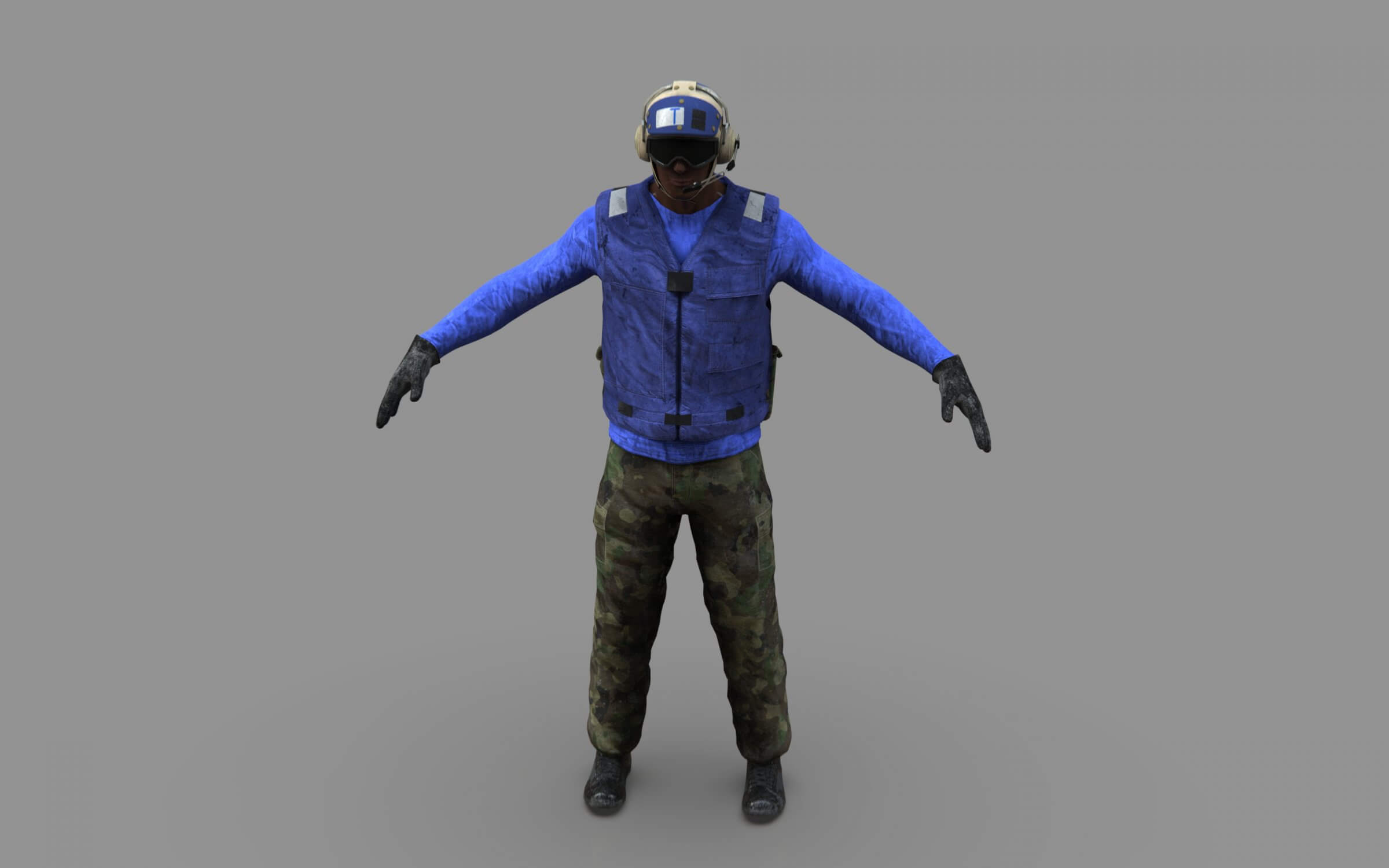 US NAVY Flight Deck Crew [Blue] - 3D Model by sanchiesp