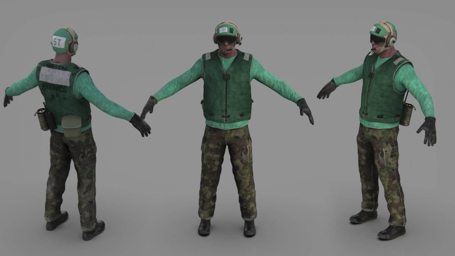 US NAVY Flight Deck Crew (Green) - 3D Model by sanchiesp