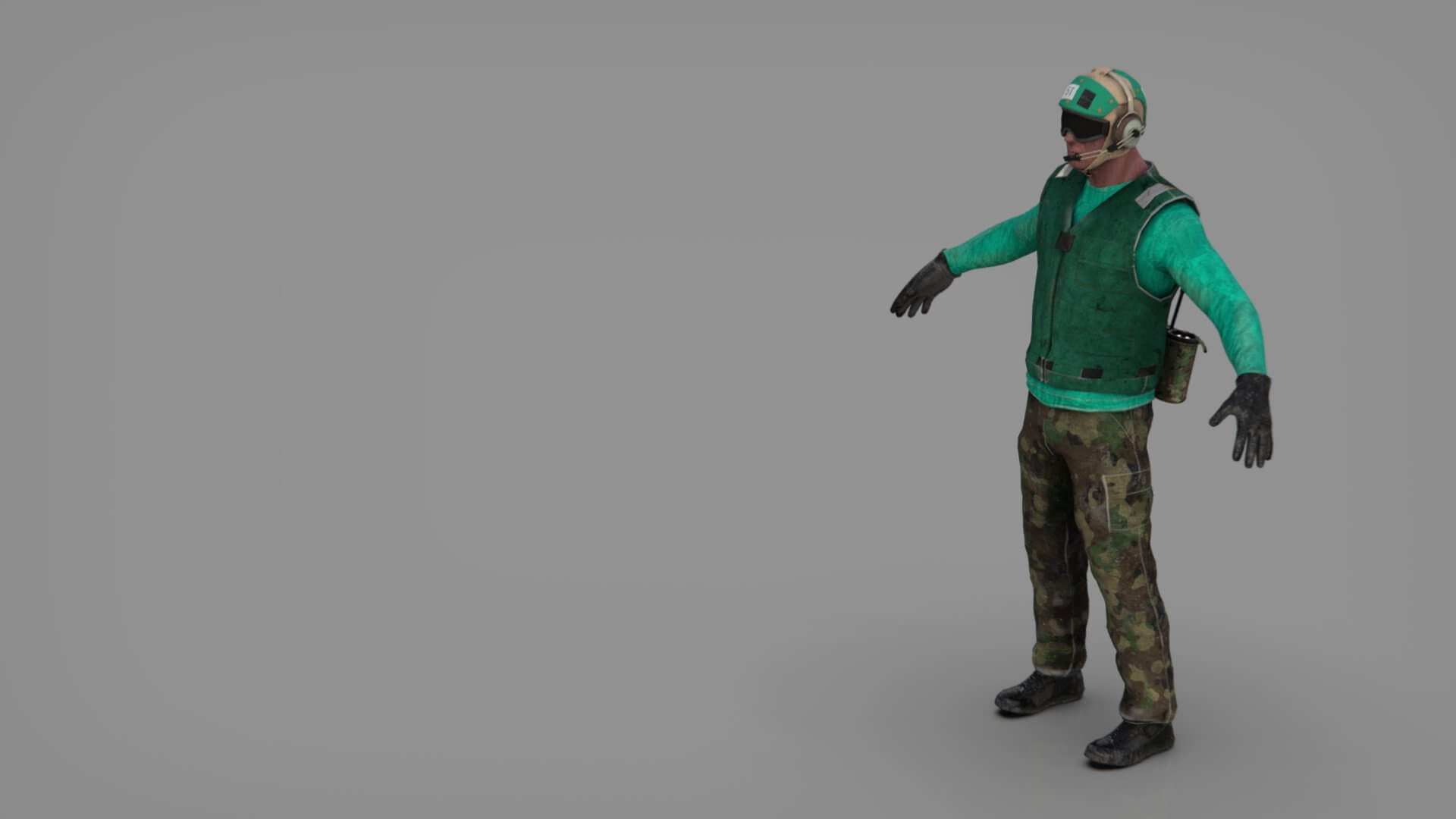 US NAVY Flight Deck Crew (Green) - 3D Model by sanchiesp