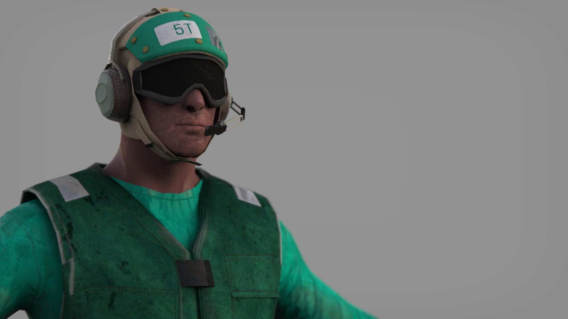 US NAVY Flight Deck Crew (Green) - 3D Model by sanchiesp
