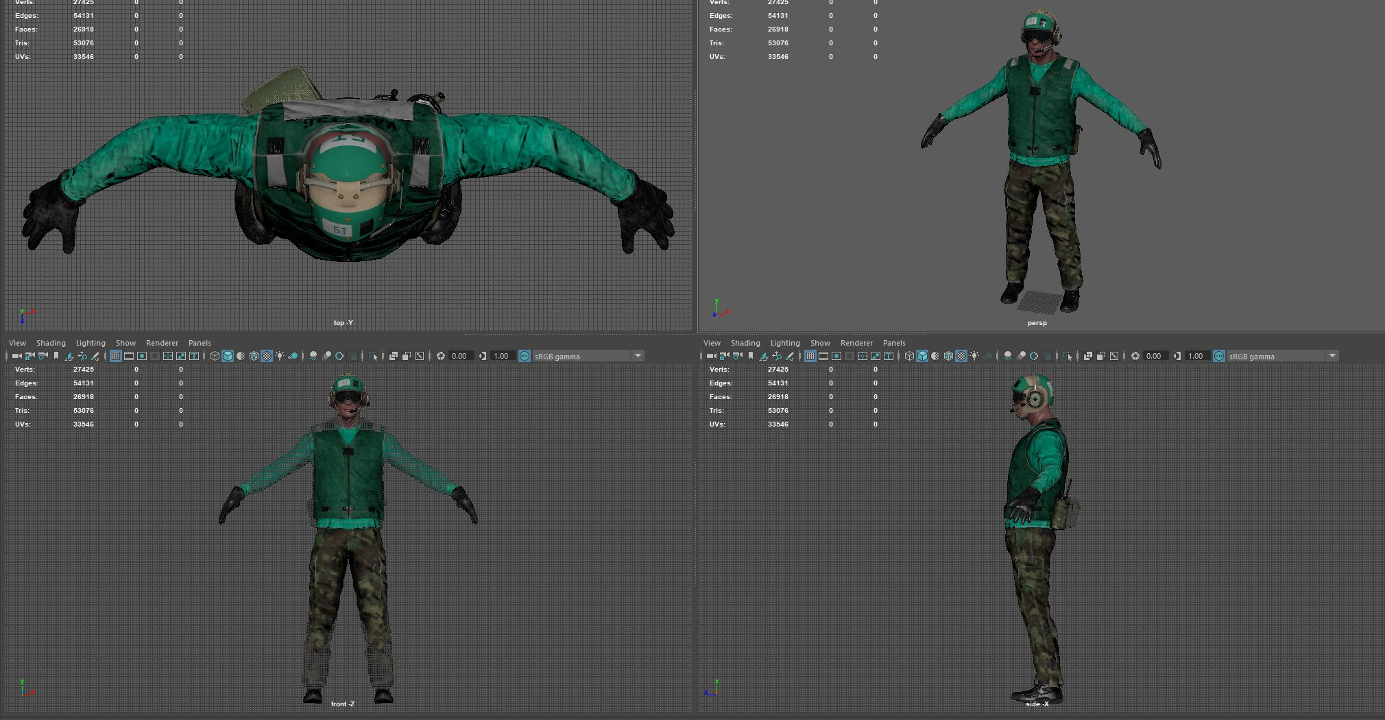 US NAVY Flight Deck Crew (Green) - 3D Model by sanchiesp