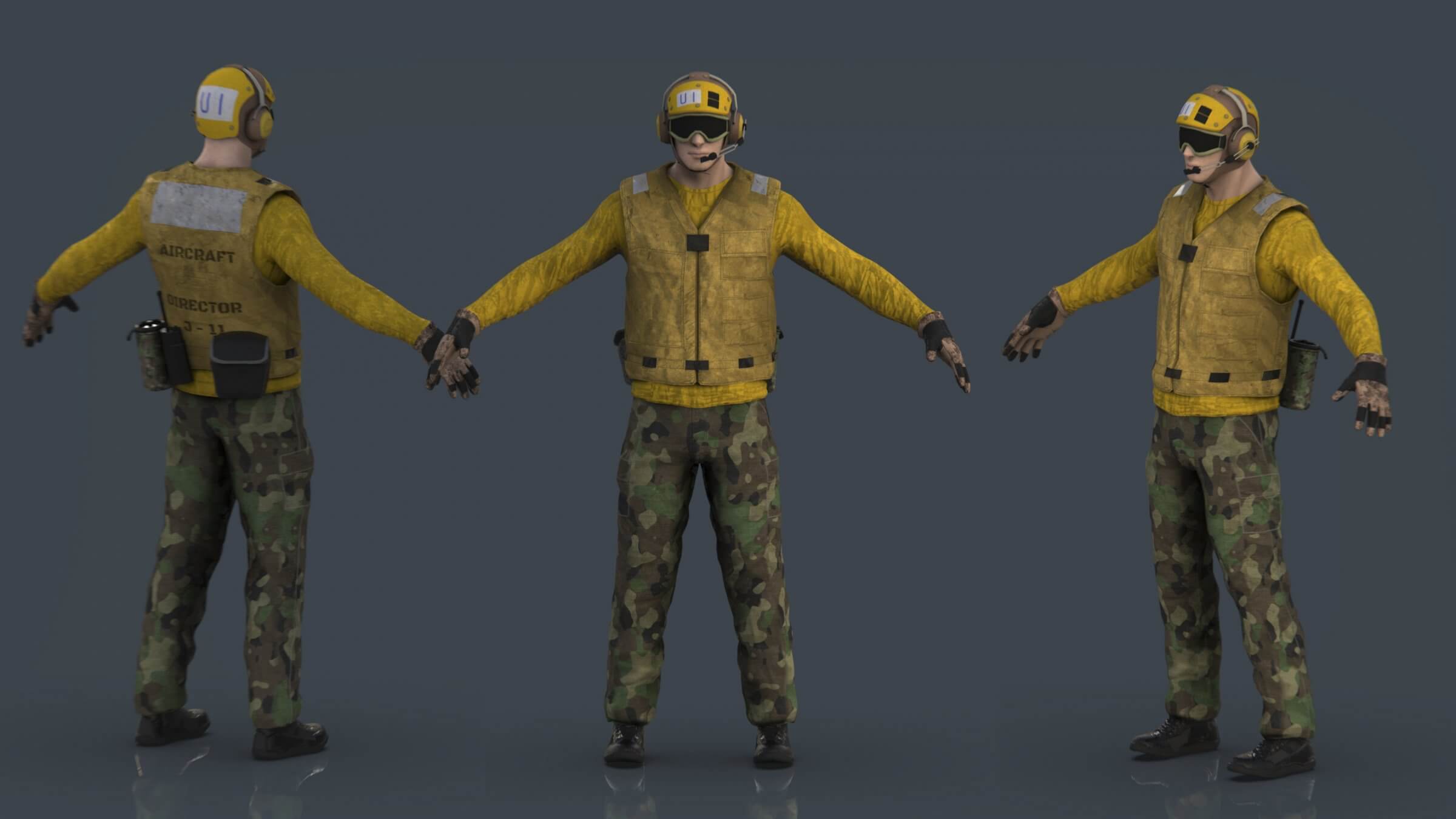 US NAVY Flight Deck Crew Member - 3D Model by sanchiesp